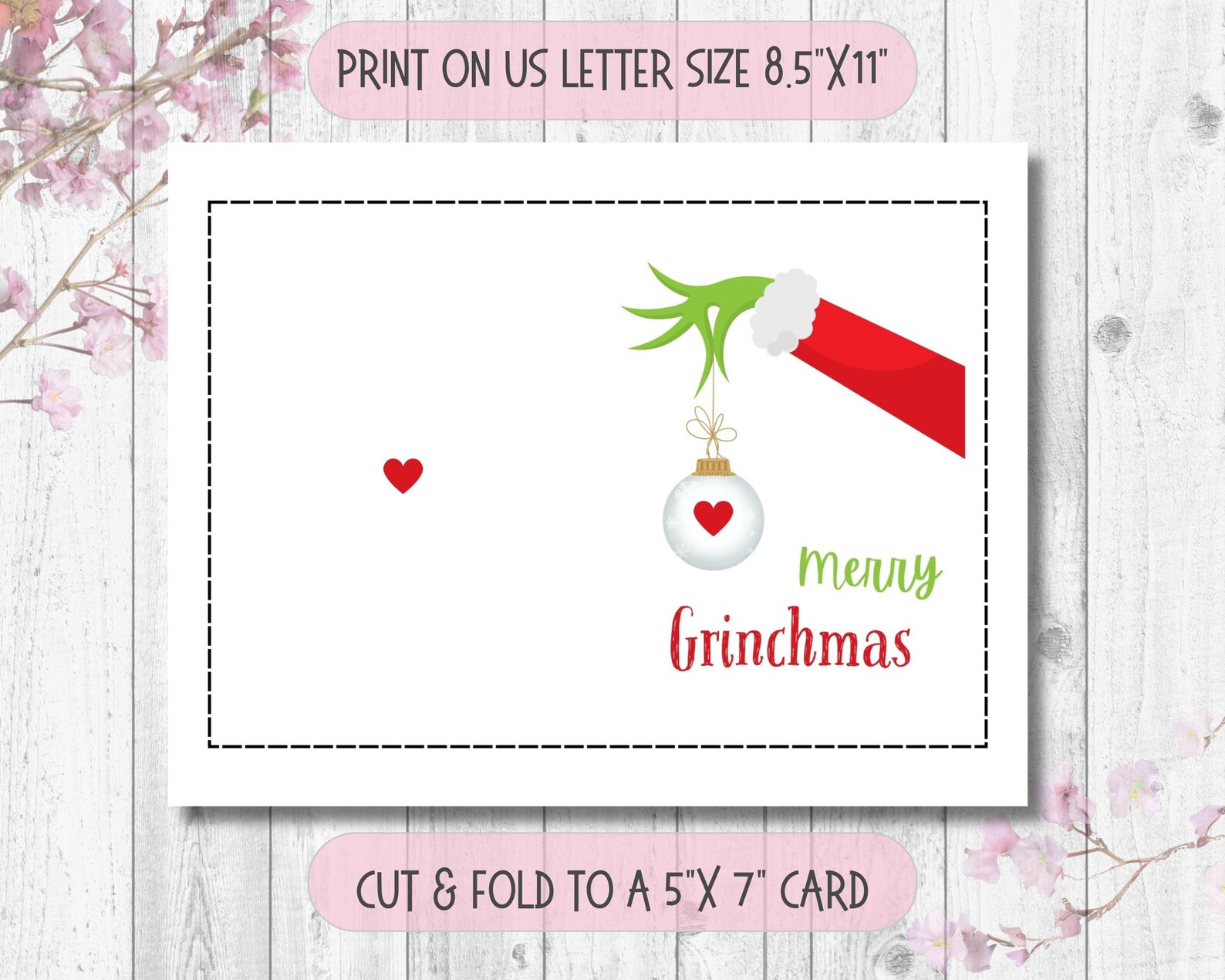 Printable Merry Grinchmas Card, Grinch Card, Instant Download, Print at ...