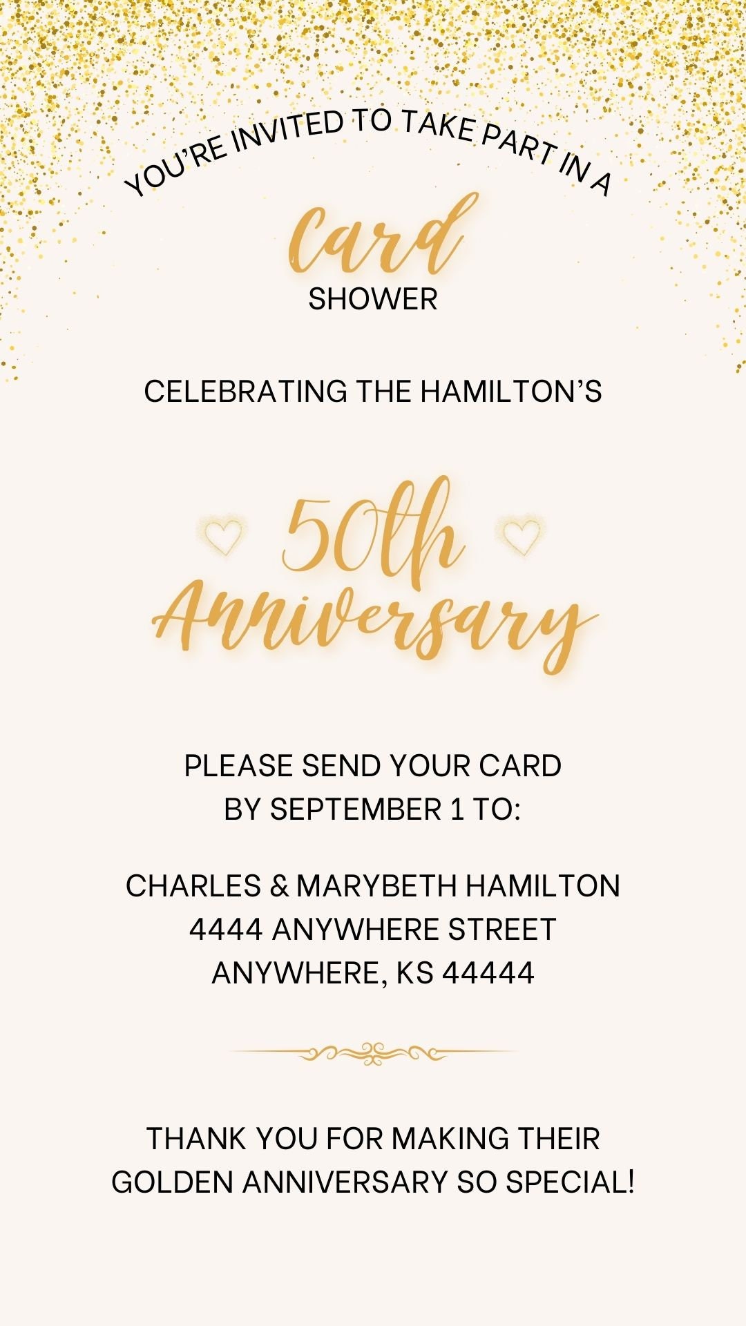 50th Anniversary Card Shower, Milestone Card Shower, Card Shower ...