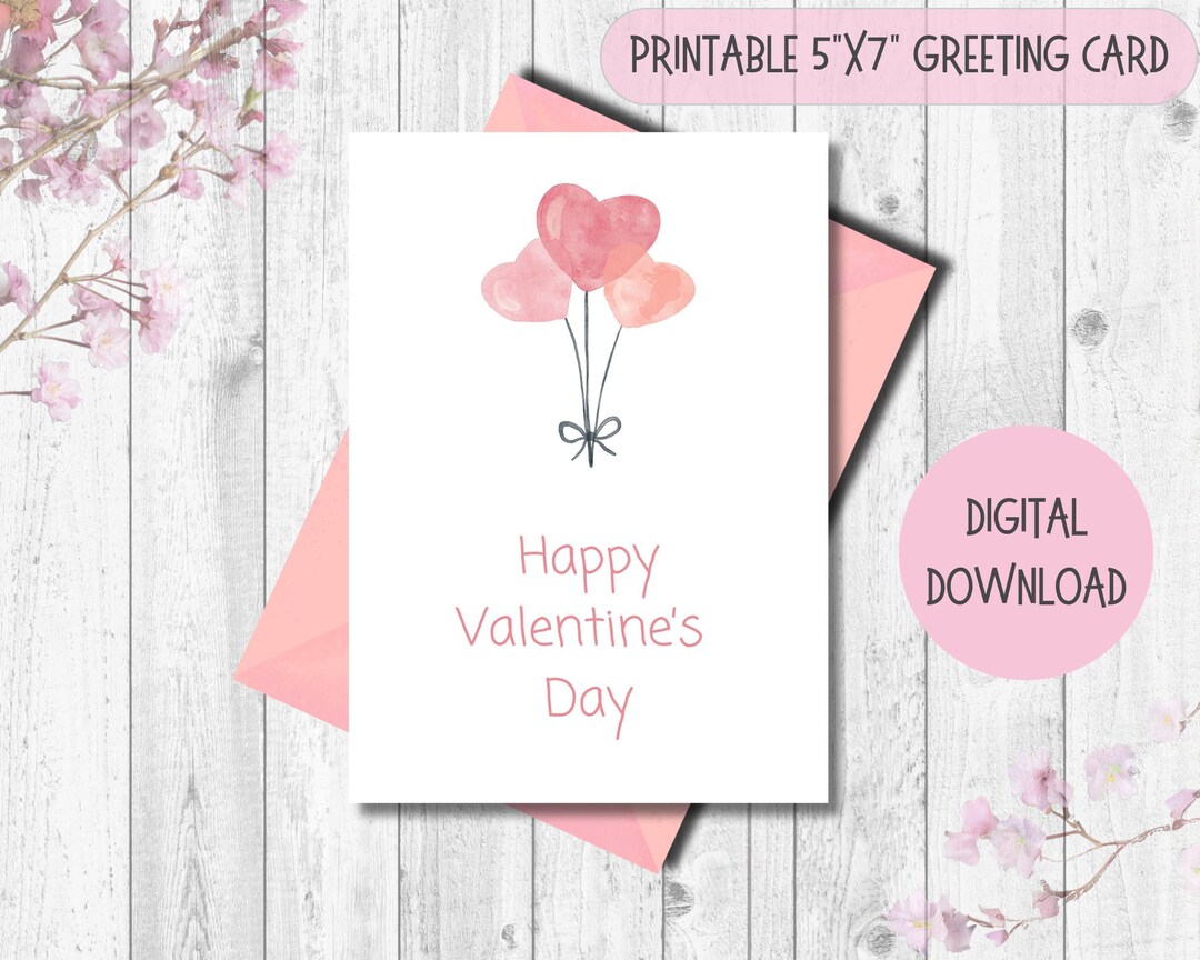 Printable Valentine's Day Card, Valentine's Day Card, Instant Download ...