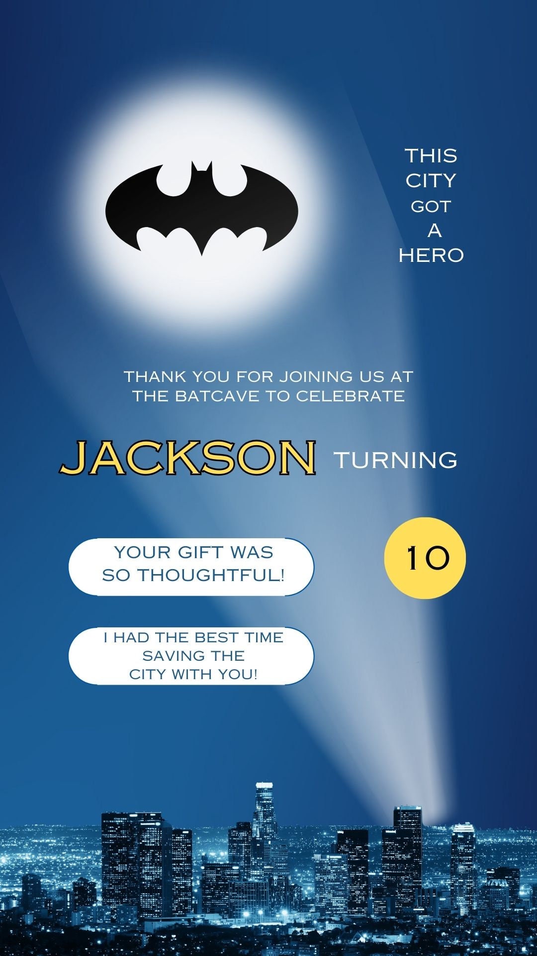Batman Inspired Birthday Thank You Note, Batman Inspired Thank You Note ...