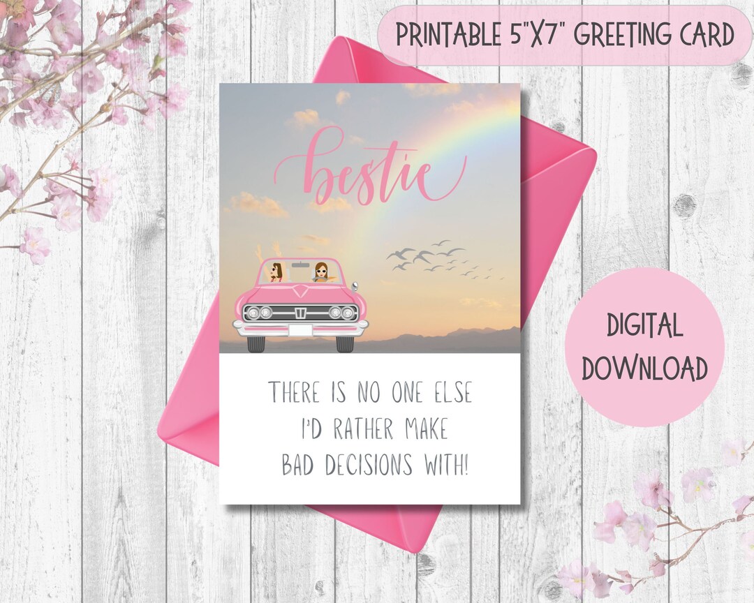 Printable Best Friend Card, Besties Card, Instant Download, Print at ...