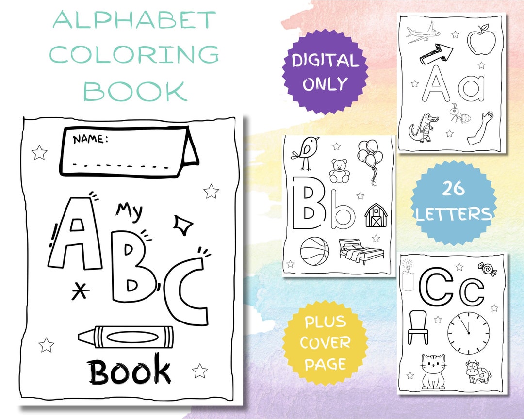 Alphabet Coloring Book, Digital Coloring Book, Printable Coloring Book ...