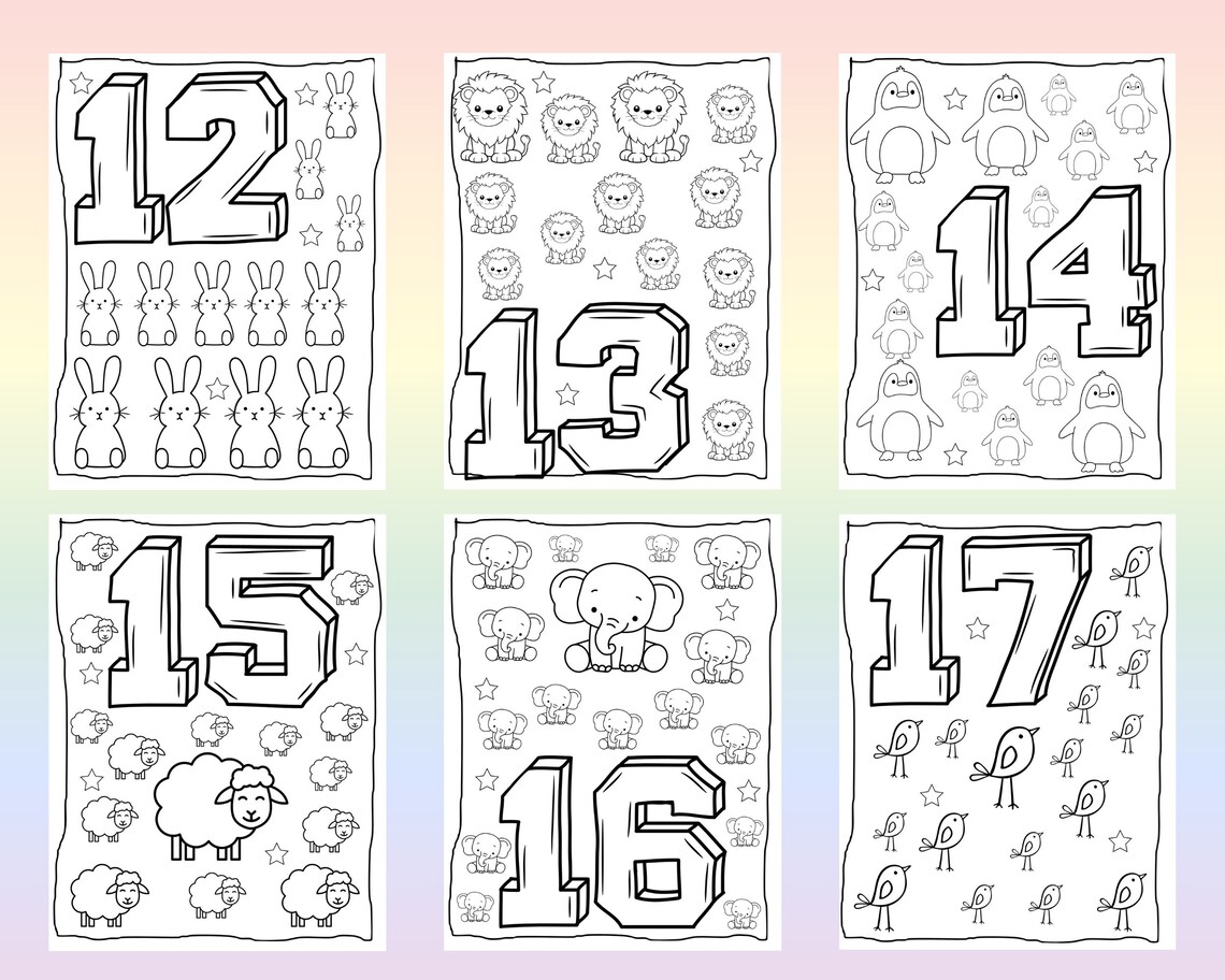 Numbers 1-20 Coloring Book, Digital Coloring Book, Printable Coloring ...