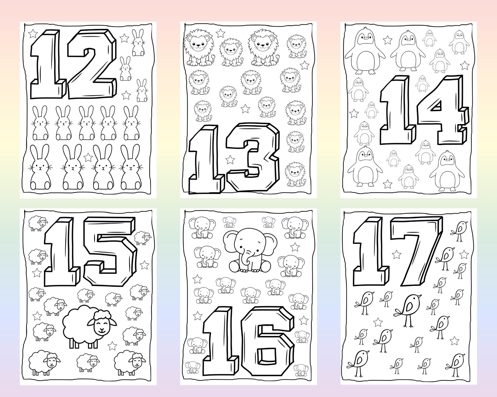 Numbers 1-20 Coloring Book, Digital Coloring Book, Printable Coloring ...