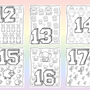 Numbers 1-20 Coloring Book, Digital Coloring Book, Printable Coloring ...