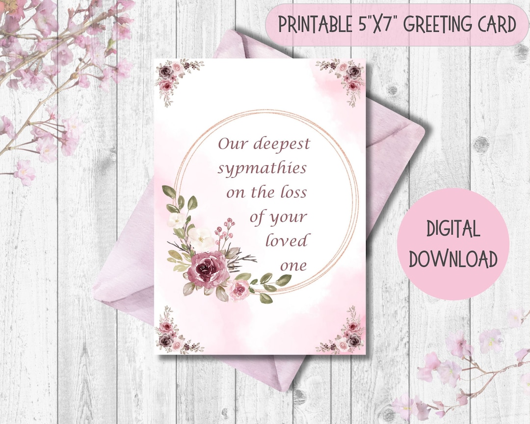 Printable Sympathy Card, Sympathy Card, Instant Download, Print at Home ...