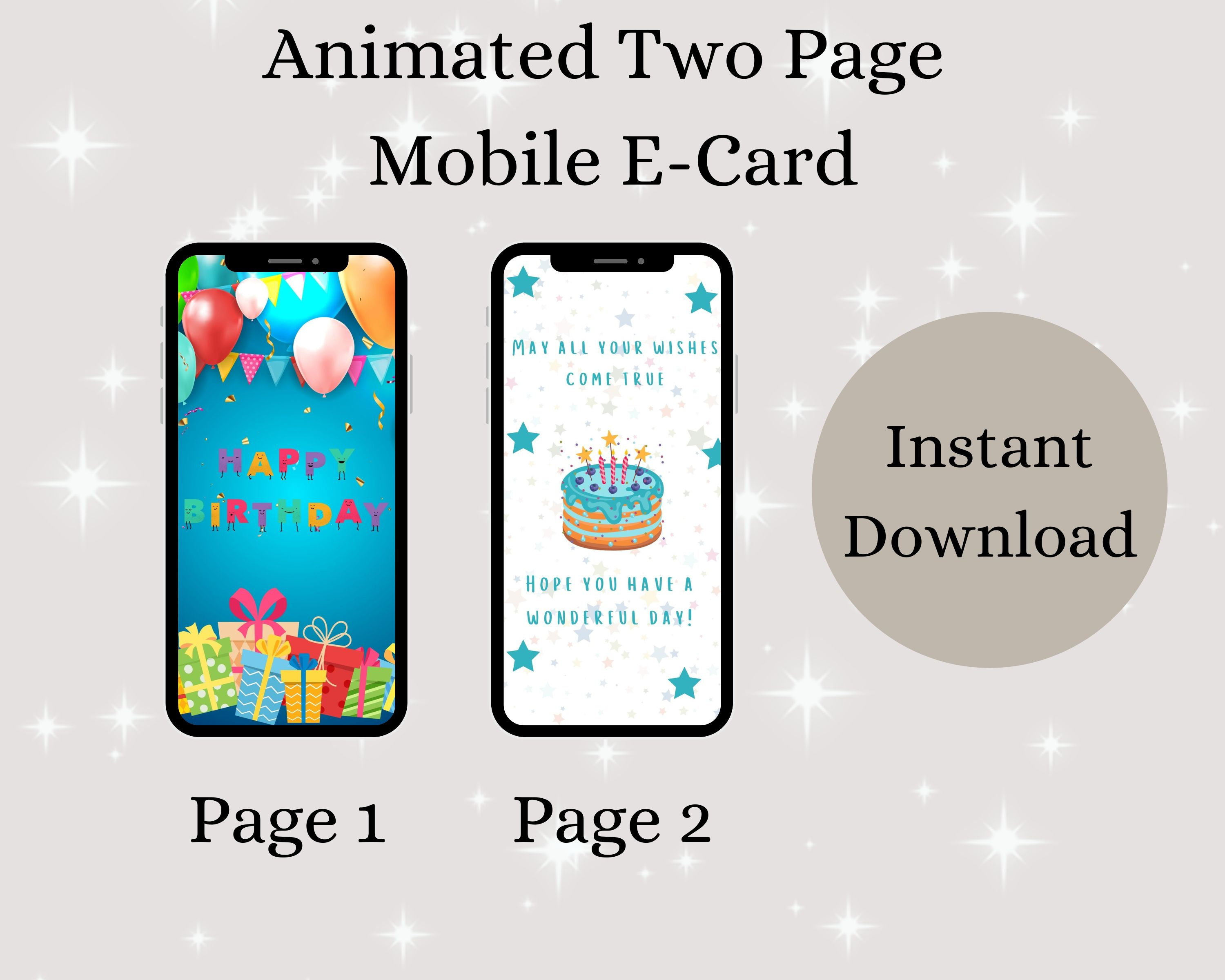 Animated Birthday E-card, Birthday Card, Instant Download, Digital ...