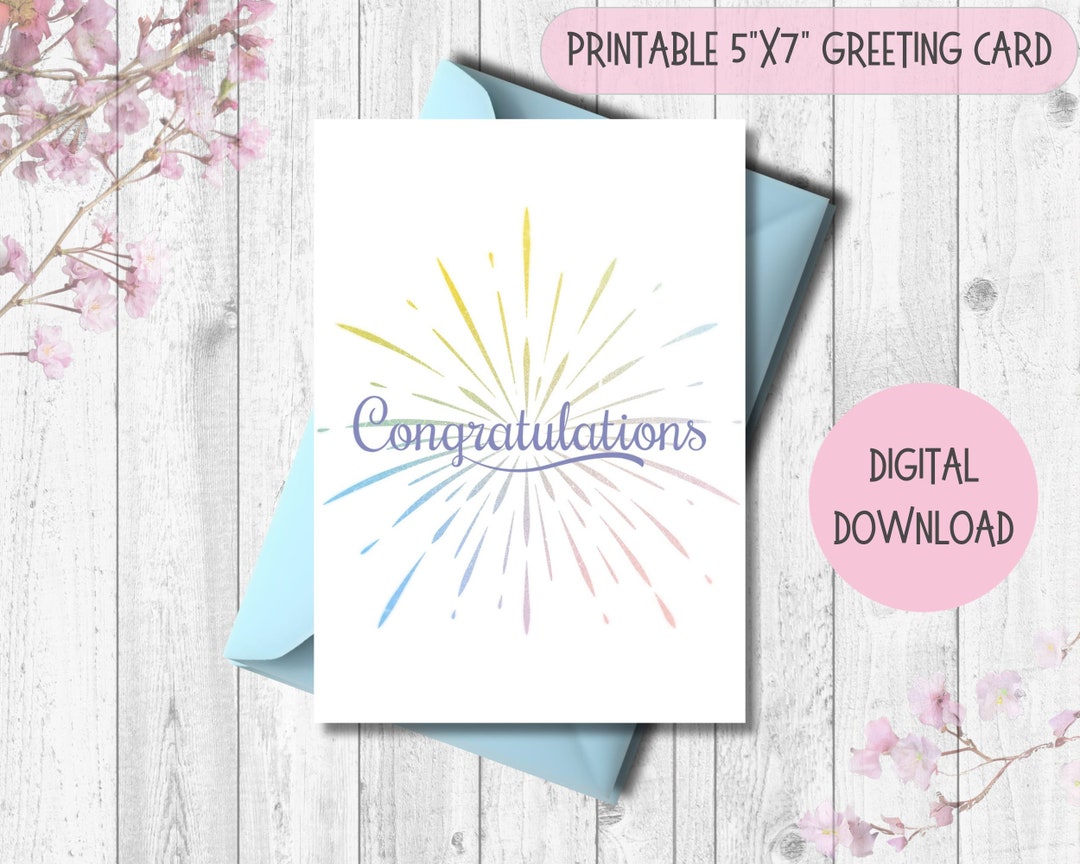 Printable Congratulations Card, Instant Download, Print at Home ...