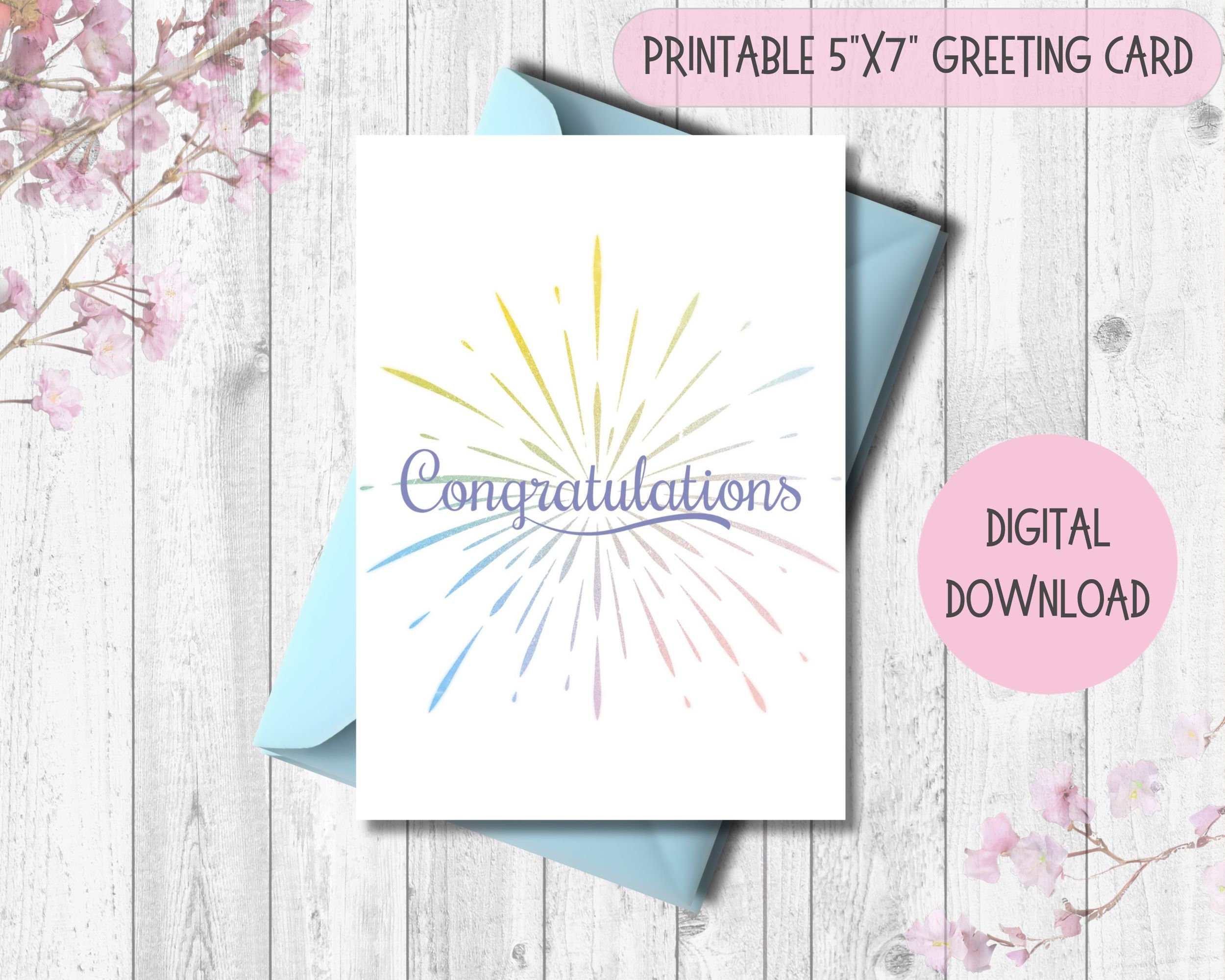 Printable Congratulations Card, Instant Download, Print at Home ...