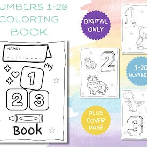 Numbers 1-20 Coloring Book, Digital Coloring Book, Printable Coloring ...