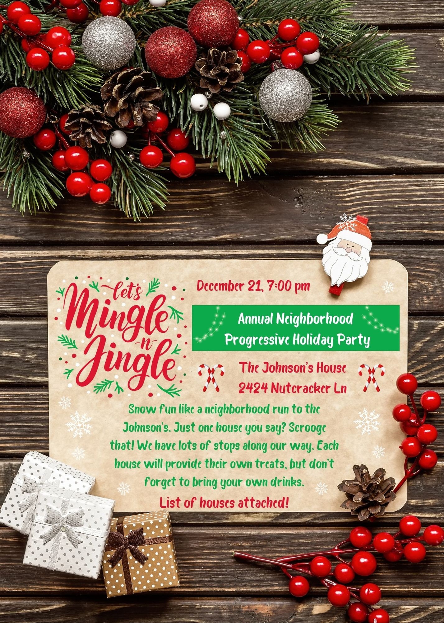 Progressive Holiday Party Invitation, Holiday Neighborhood Party ...