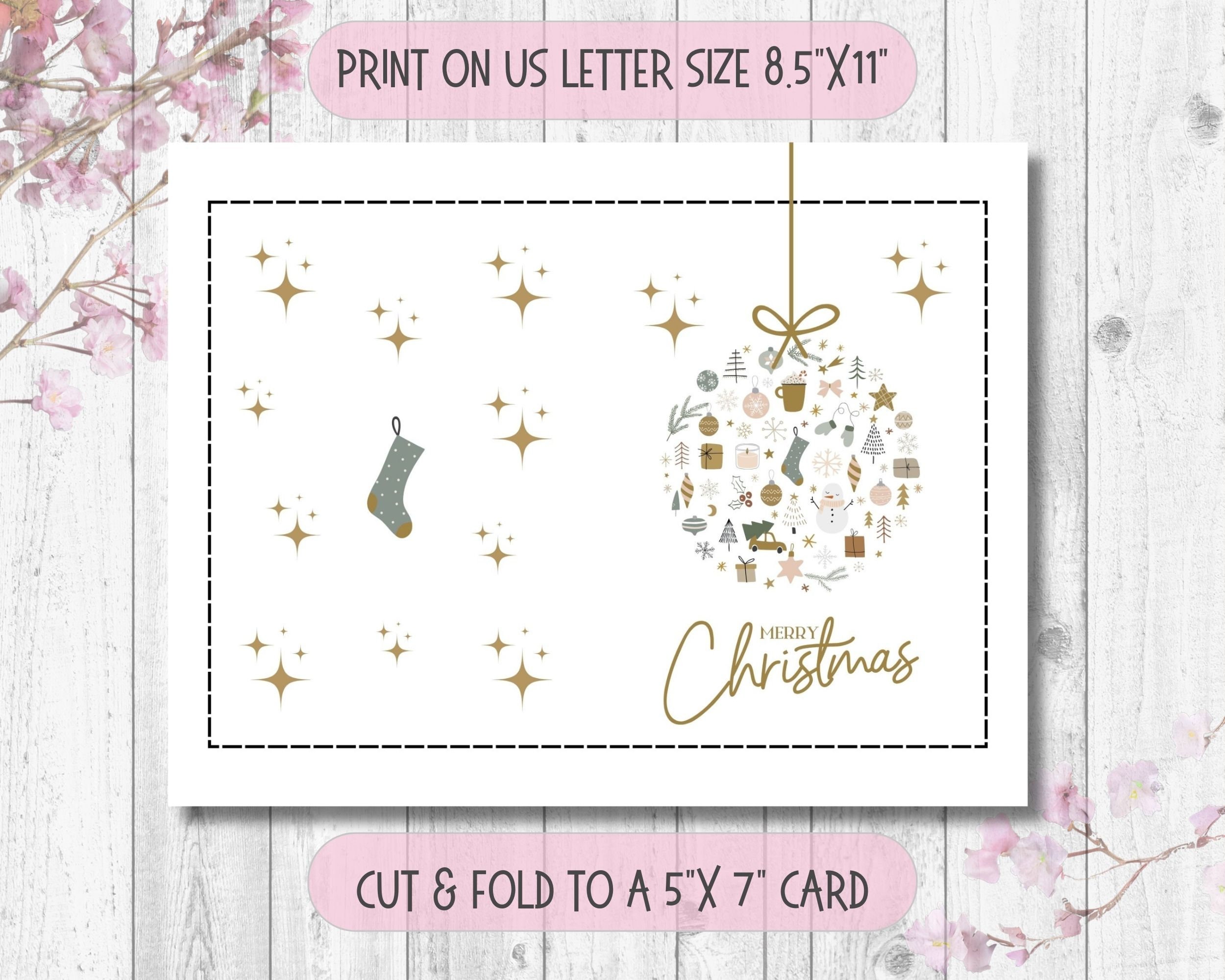 Printable Merry Christmas Card, Christmas Card, Instant Download, Print ...