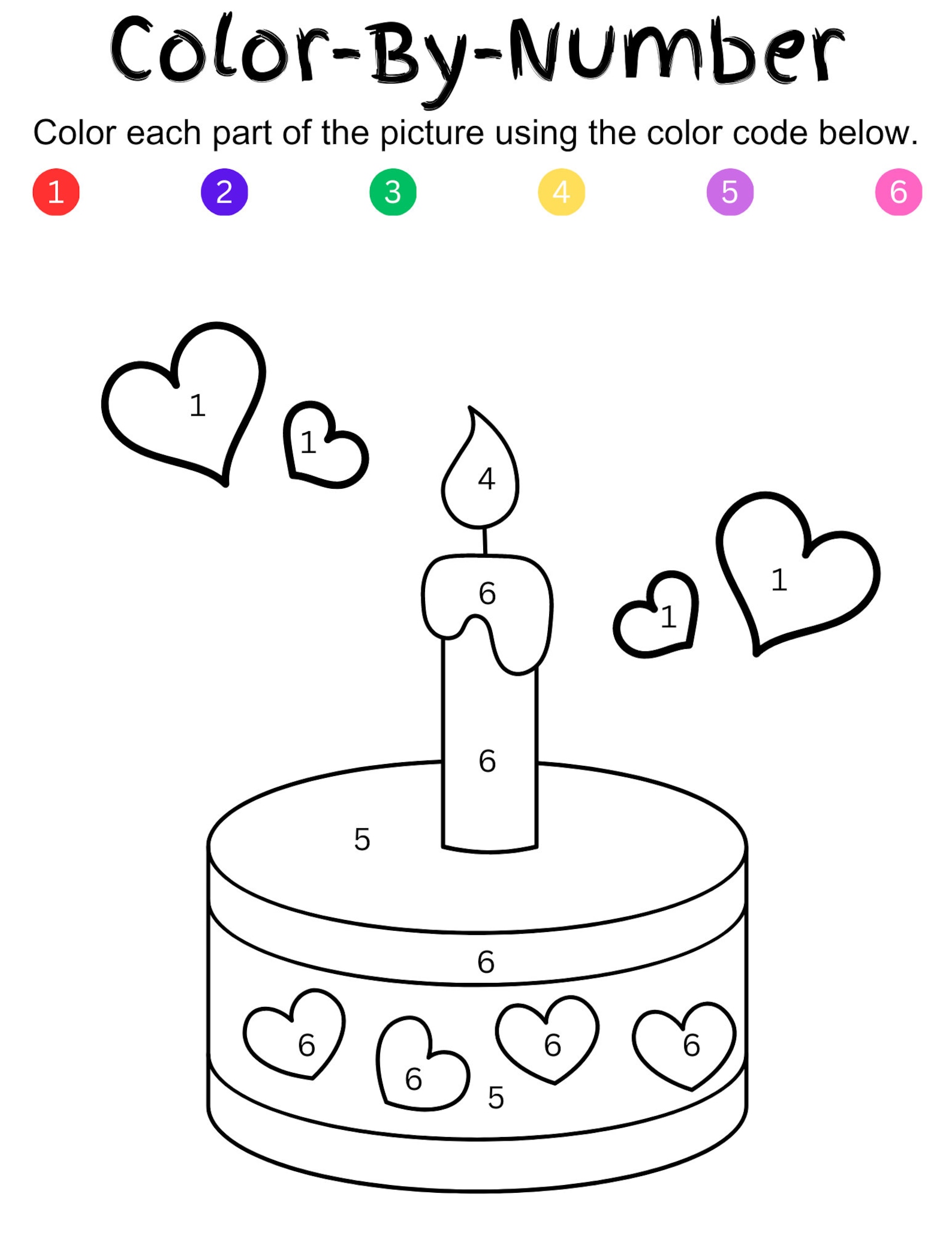Color by Number Birthday Set, Color by Number, Coloring Page, Preschool ...