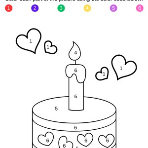 Color by Number Birthday Set, Color by Number, Coloring Page, Preschool ...