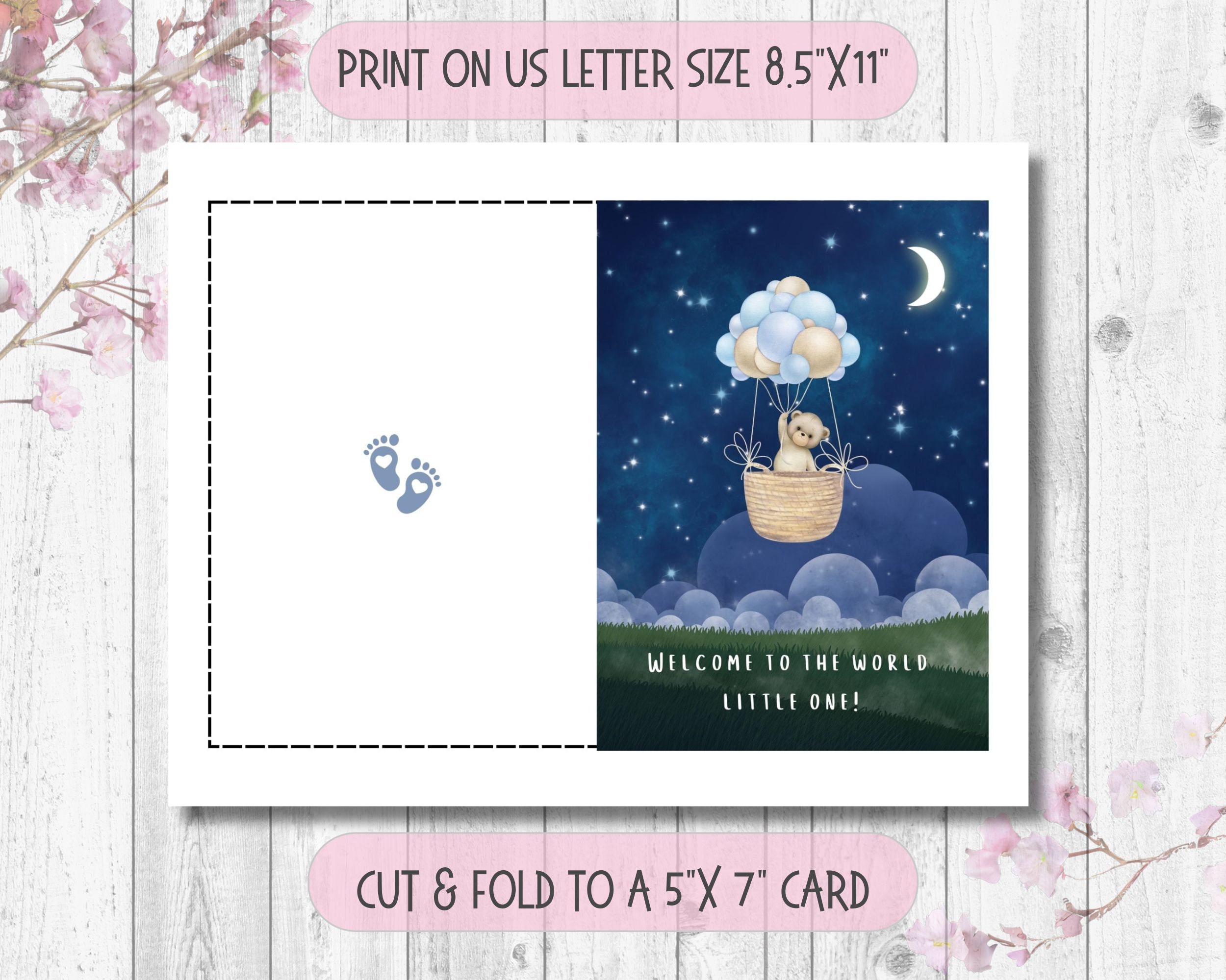 Printable Baby Boy Card, Baby Boy Card, Instant Download, Print at Home ...