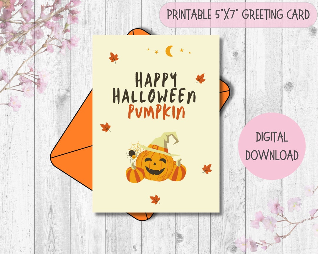 Printable Happy Halloween Card, Cute Halloween Card, Instant Download ...