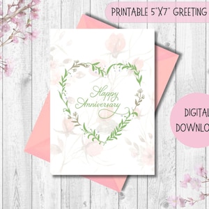 Printable Anniversary Card, Anniversary Card, Instant Download, Print ...