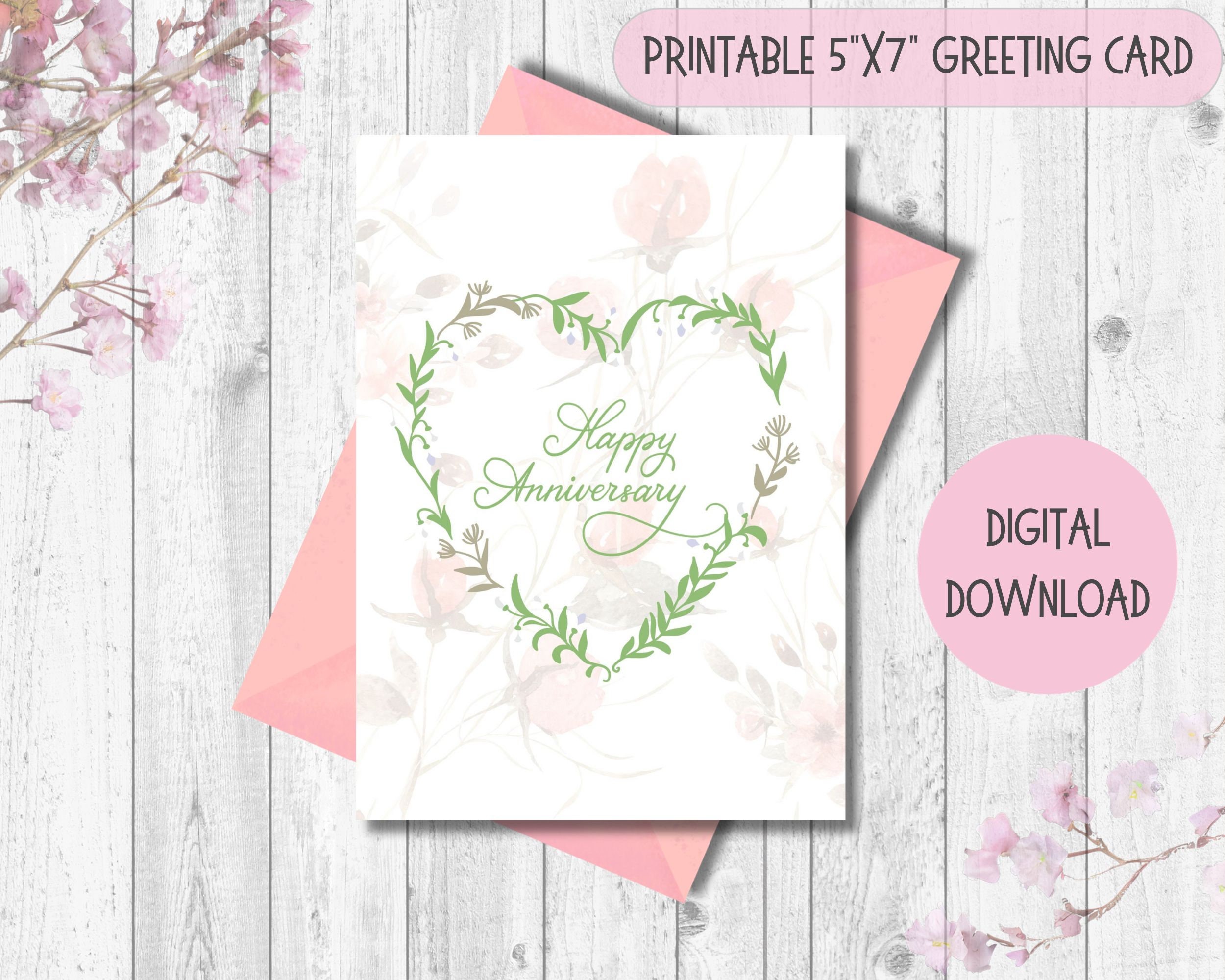 Printable Anniversary Card, Anniversary Card, Instant Download, Print ...
