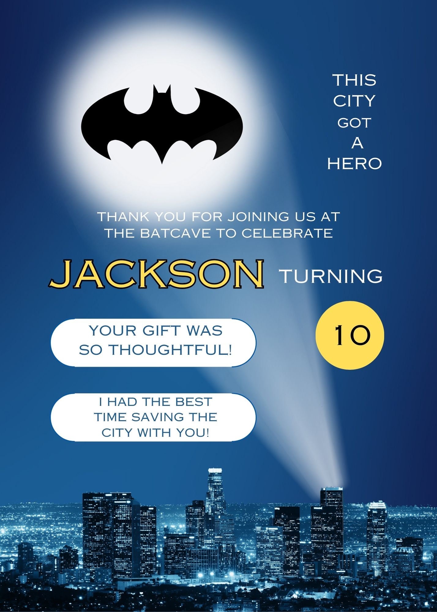 Batman Inspired Birthday Thank You Note, Batman Inspired Thank You Note ...