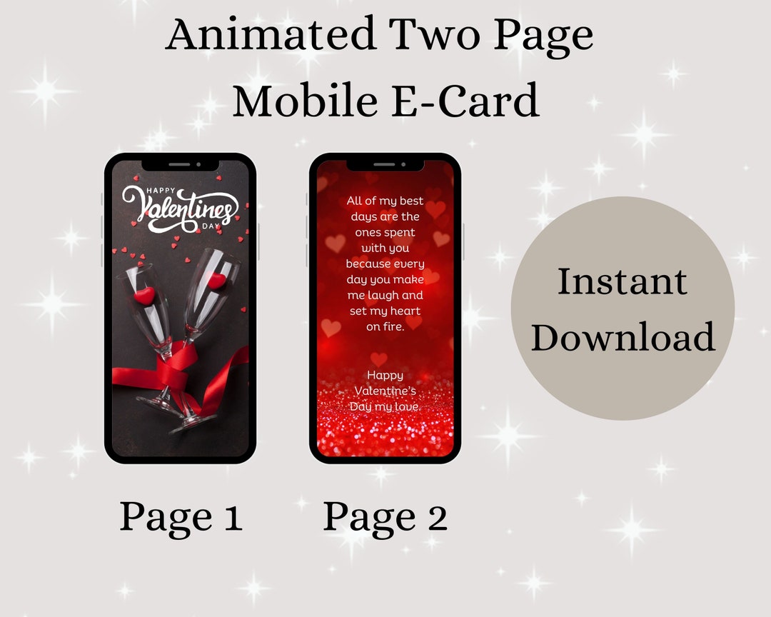 Animated Valentine's Day E-card, Valentine's Day Card, Instant Download ...