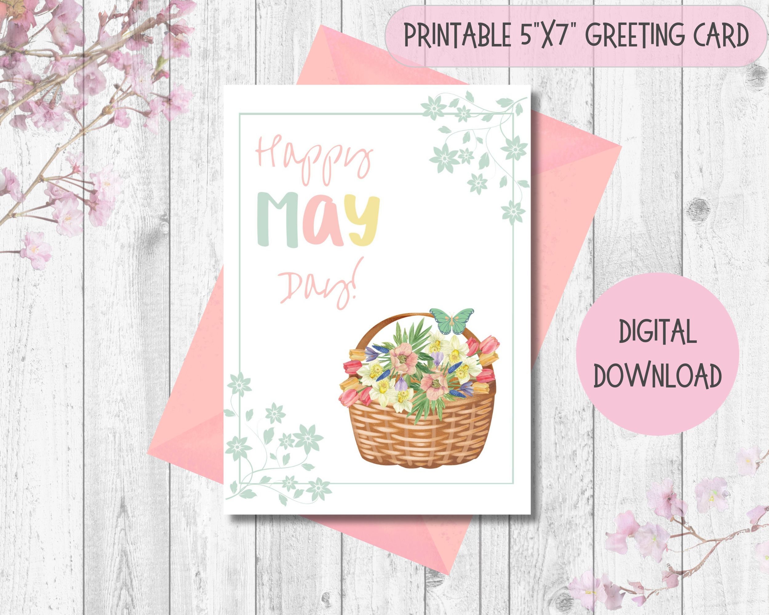 Printable May Day Card, May Day Card, Instant Download, Print at Home ...