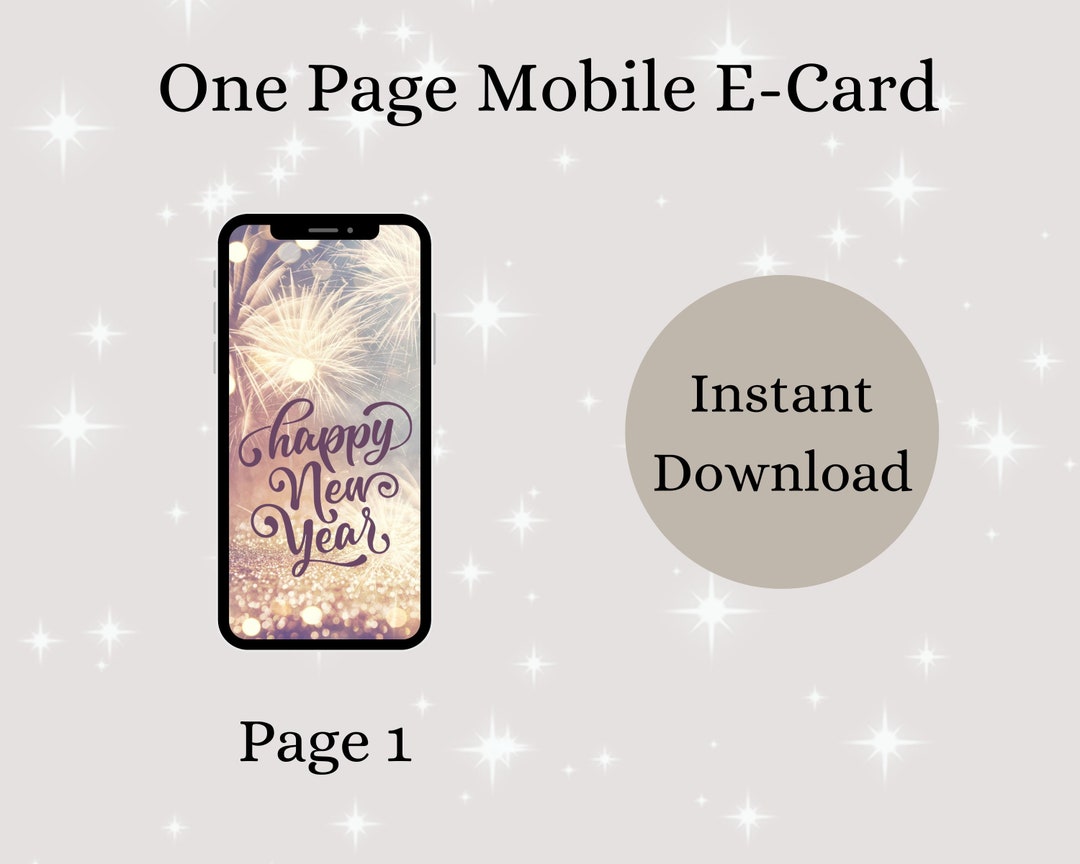 Happy New Year E-card, Happy New Year Card, Instant Download, Digital ...