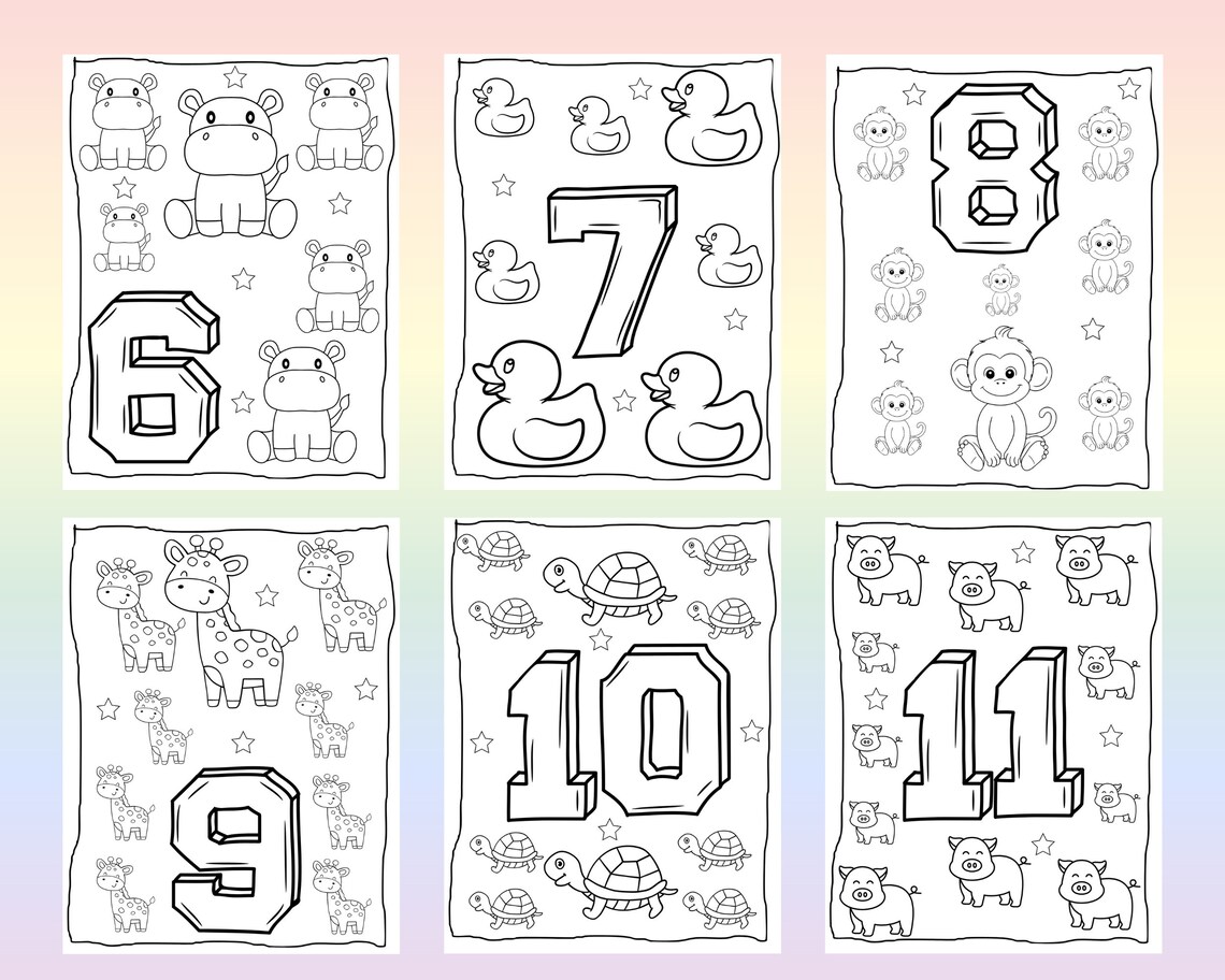 Numbers 1-20 Coloring Book, Digital Coloring Book, Printable Coloring ...