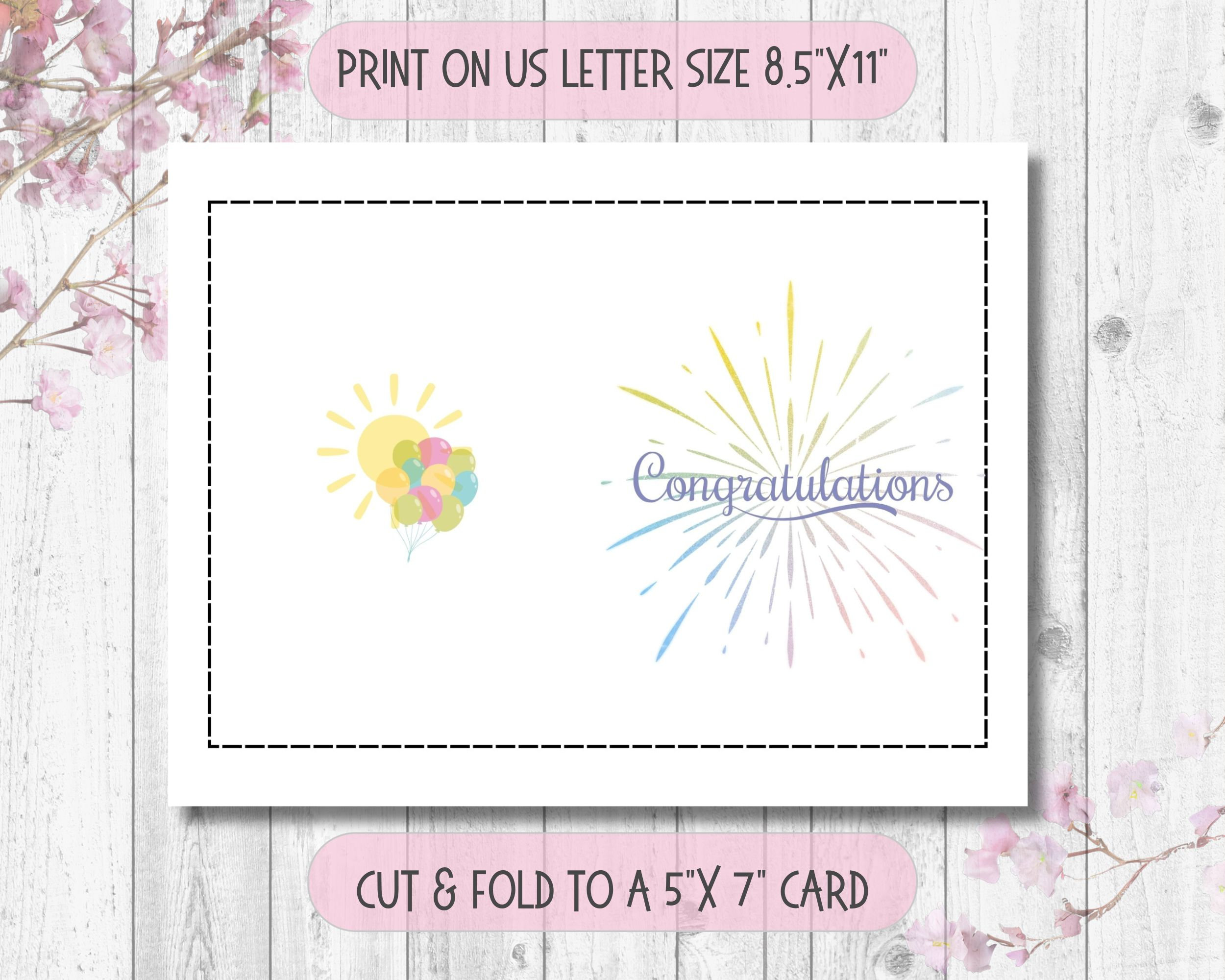 Printable Congratulations Card, Instant Download, Print at Home ...