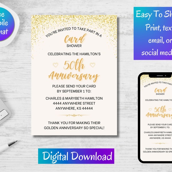 Anniversary Card Shower Invitation - Etsy