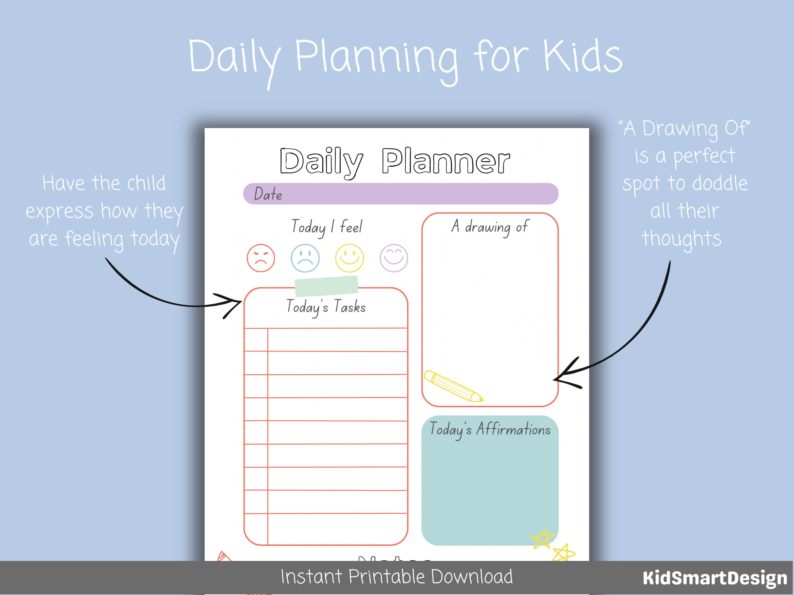 Printable Daily Planner Kids Planner Daily to Do List - Etsy UK