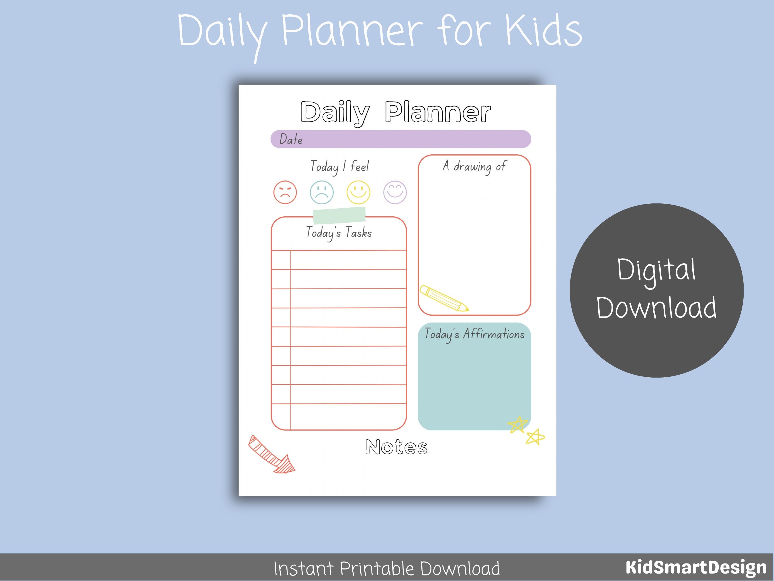 Printable Daily Planner Kids Planner Daily to Do List - Etsy UK
