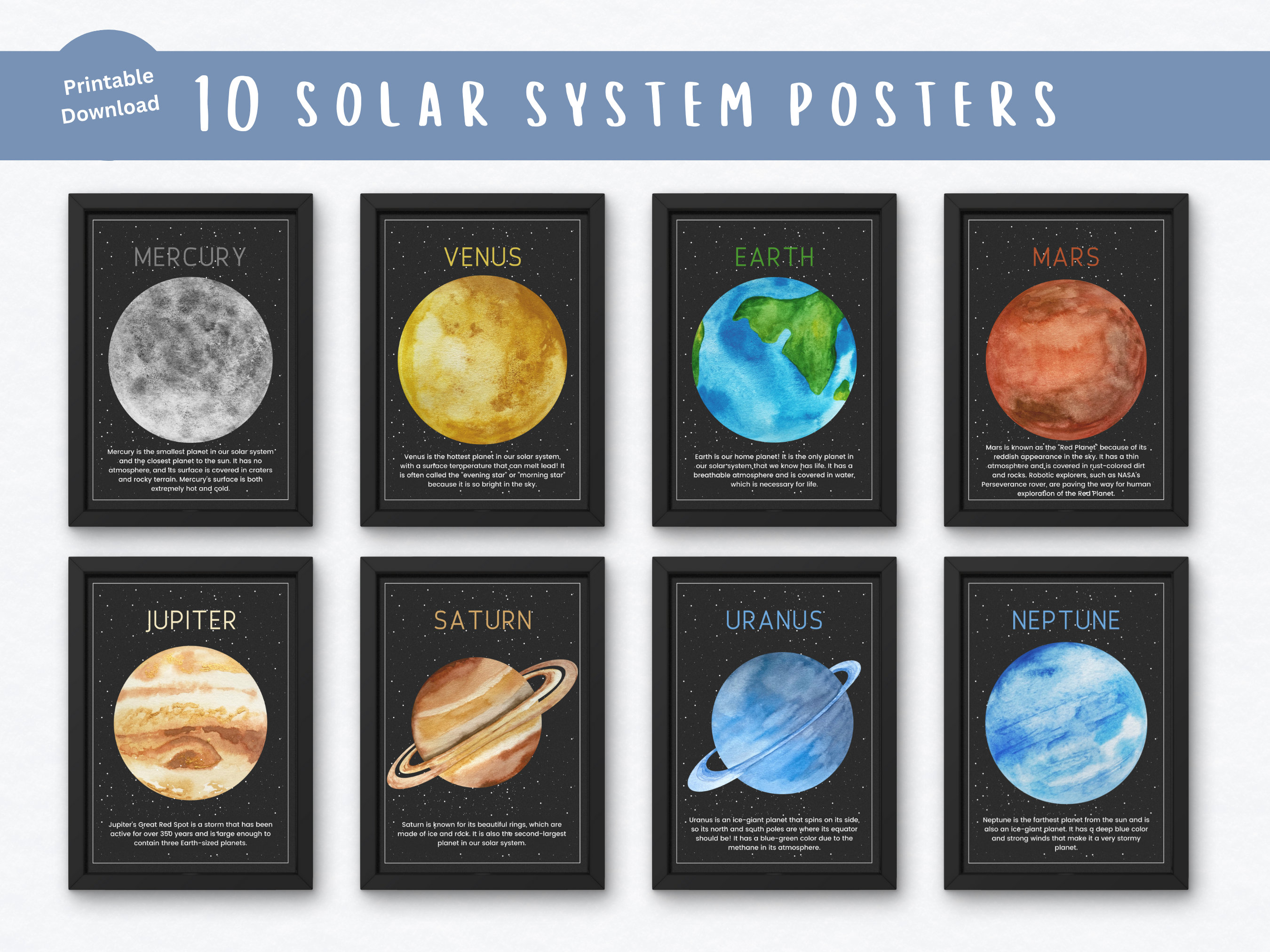 Printable Solar System Poster Set Educational Posters Classroom Decor ...