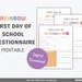 Back to School Printable First Day of School Questionnaire - Etsy