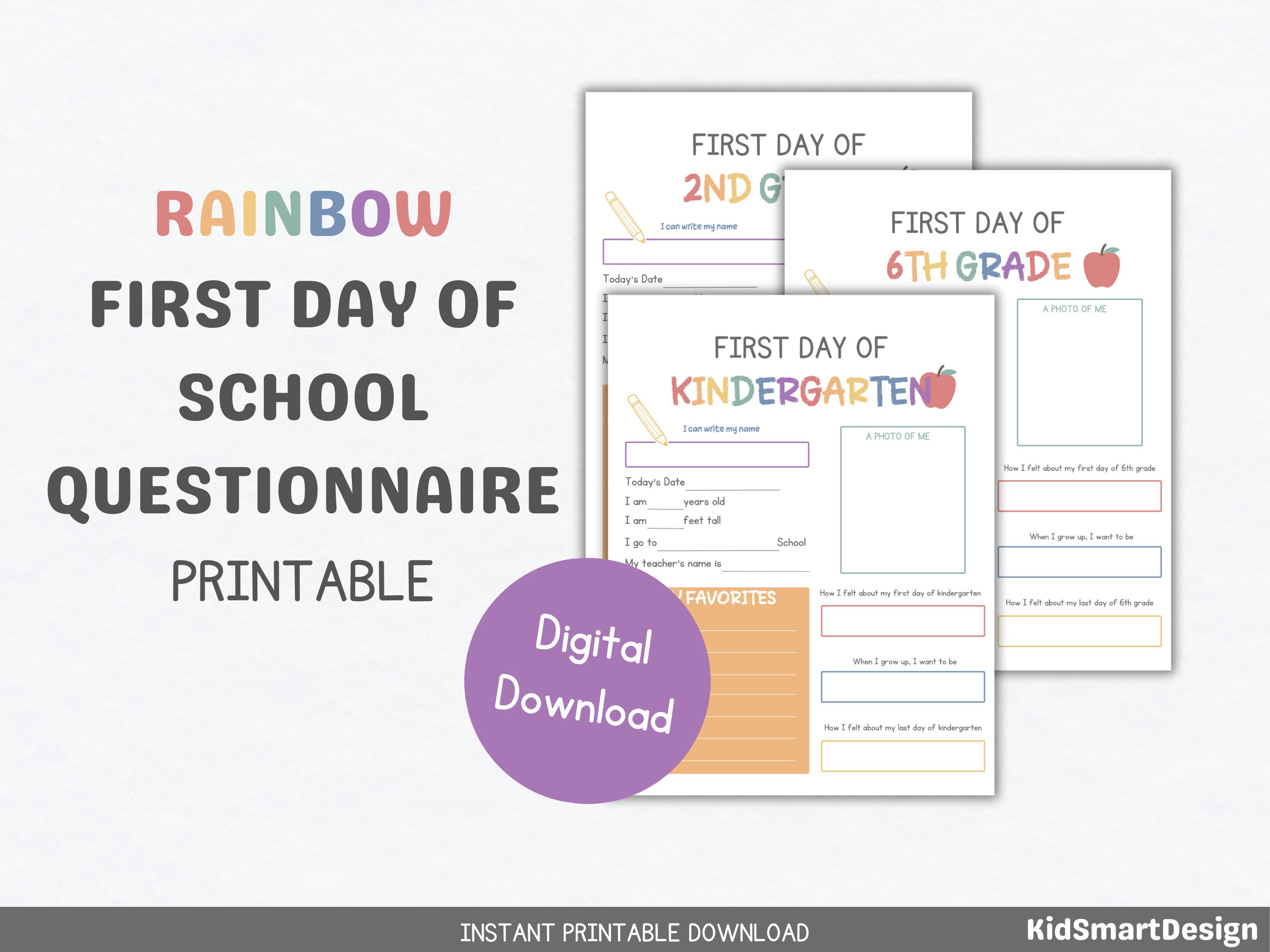 Back to School Printable First Day of School Questionnaire - Etsy