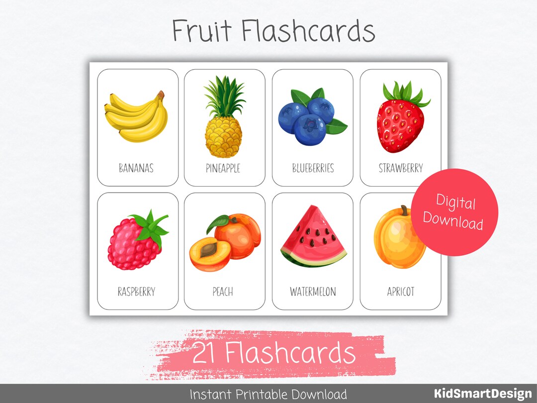 Fruits Printable Flashcards Montessori Flashcards Preschool Flashcards ...