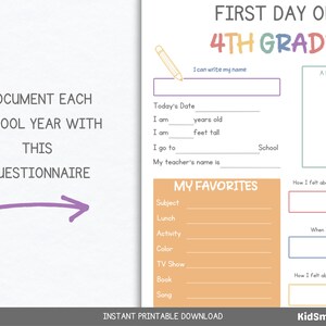 Back to School Printable First Day of School Questionnaire - Etsy