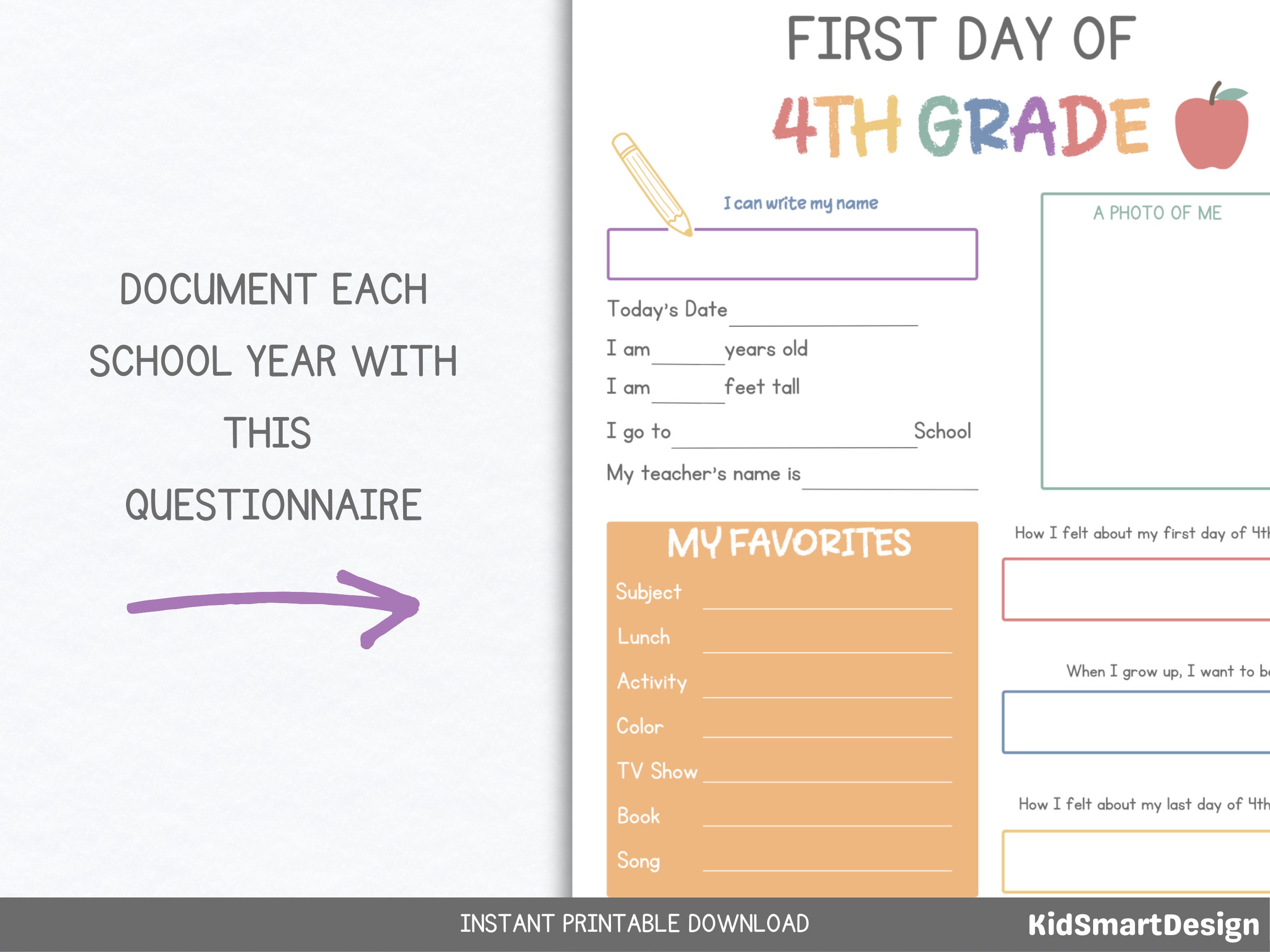Back to School Printable First Day of School Questionnaire - Etsy