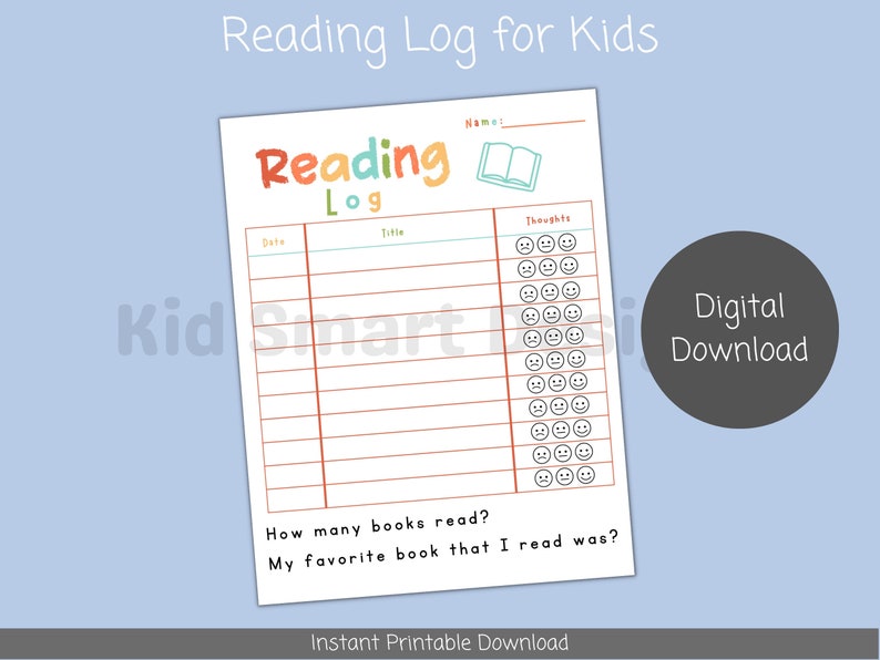 Printable Kids Reading Log Reading Tracker Book Log - Etsy Canada