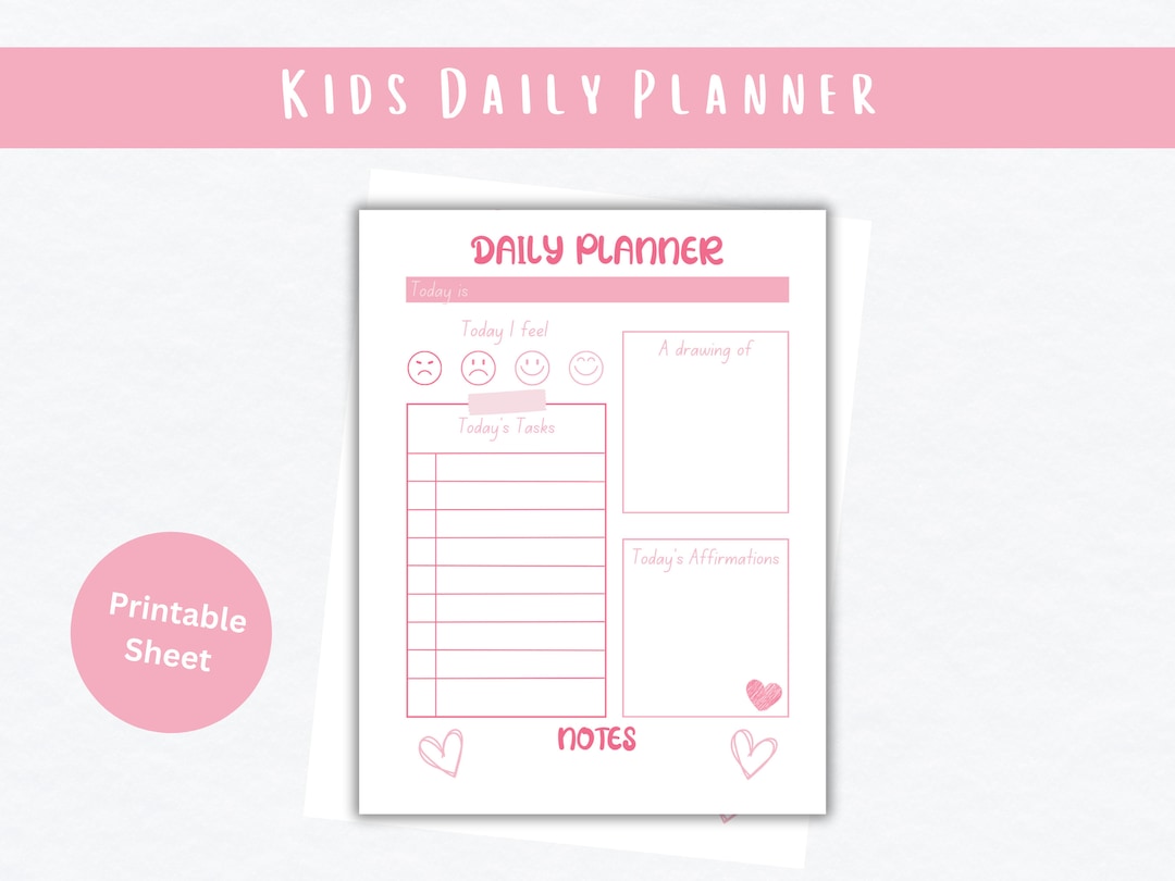 Printable Daily Planner Kids Planner Daily to Do List Productivity ...