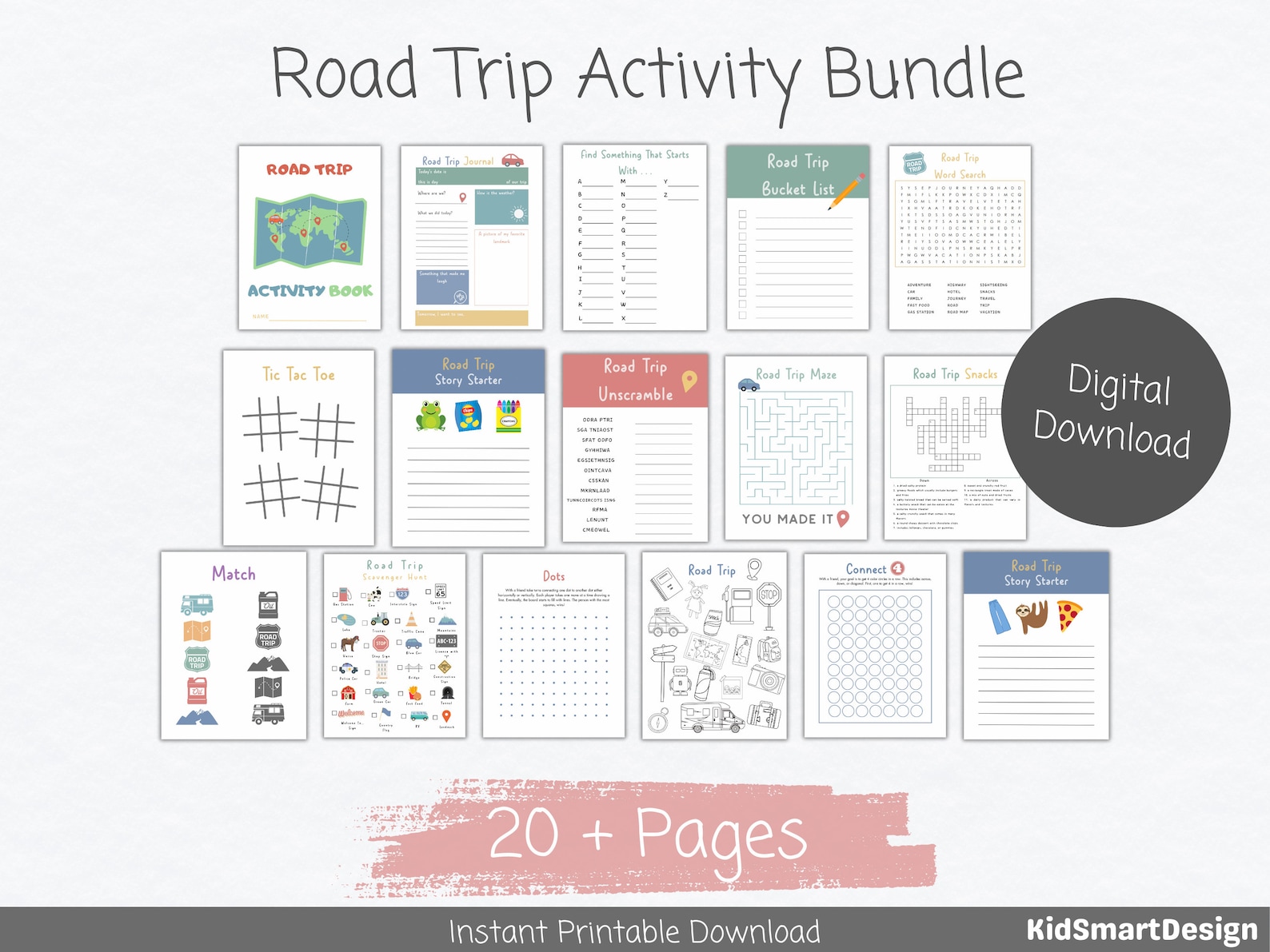 Road Trip Activity Booklet Travel Activity Pack Printable Car Games ...