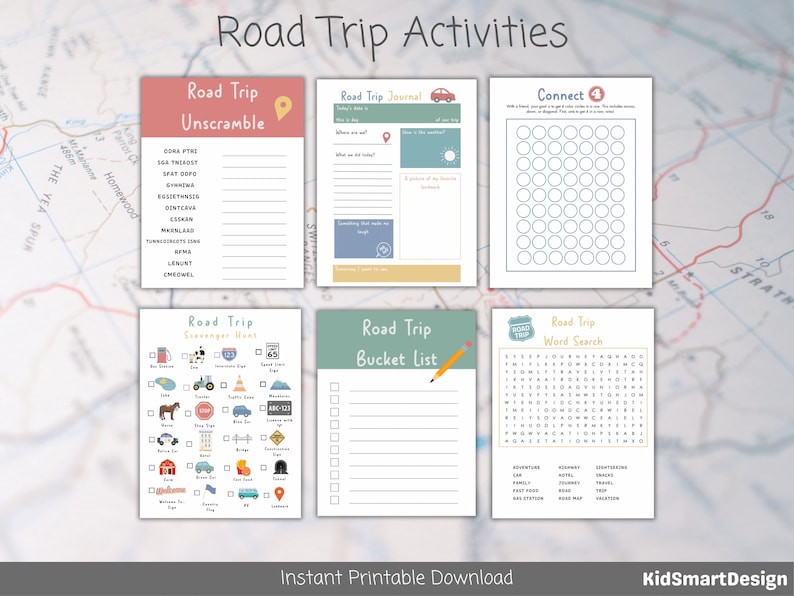Road Trip Activity Booklet Travel Activity Pack Printable Car Games ...