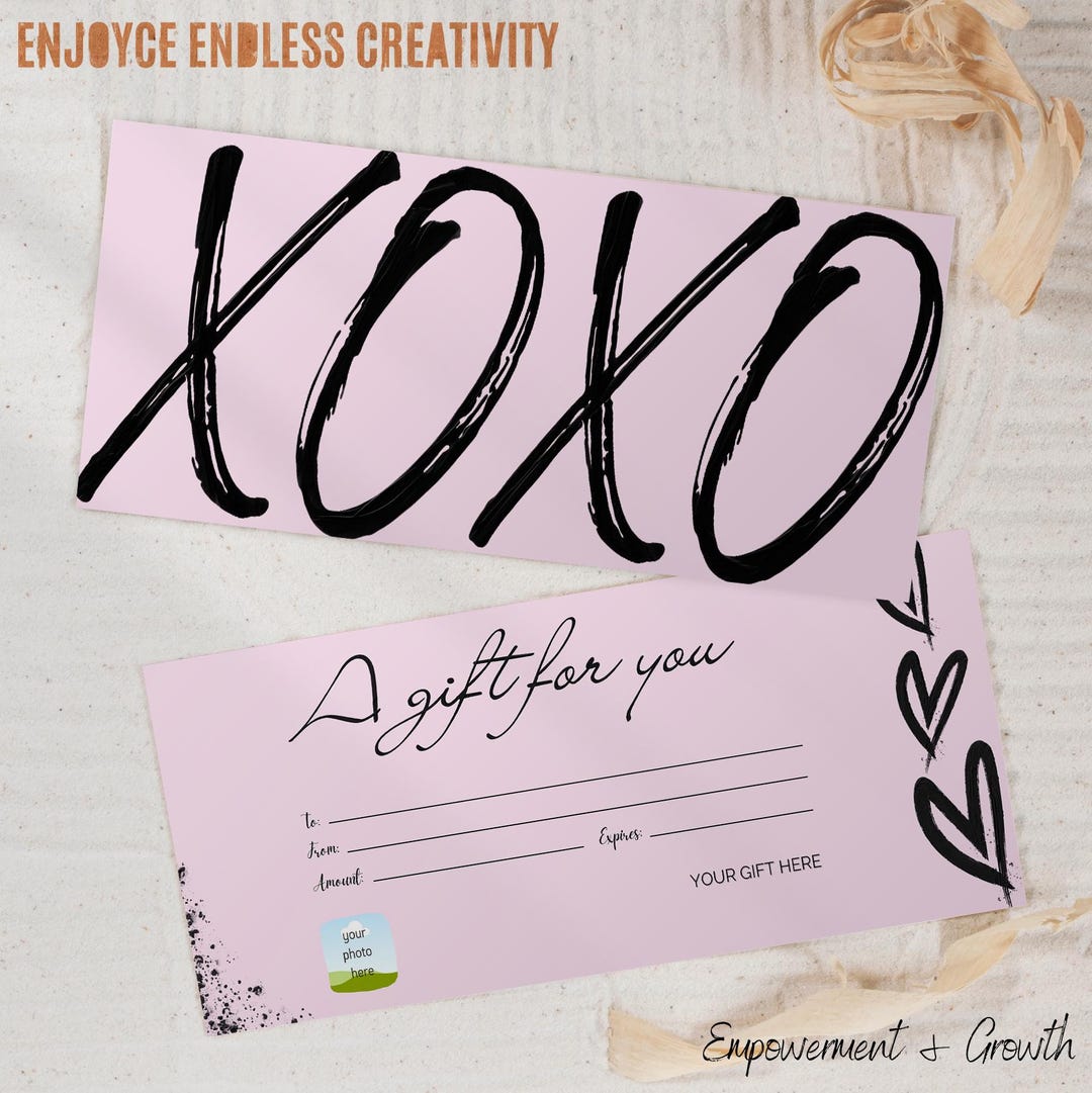 Handwritten XOXO Gift Voucher Template – Black Brush Lettering ...