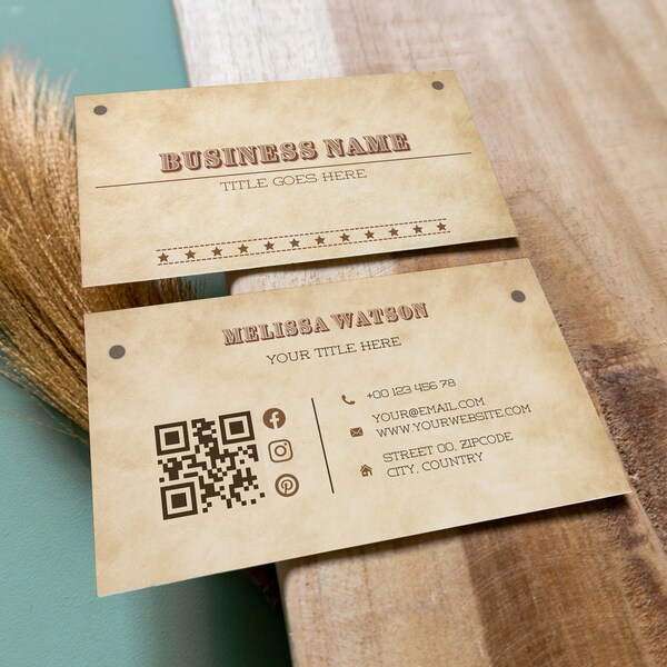 Western Printable Business Cards - Etsy