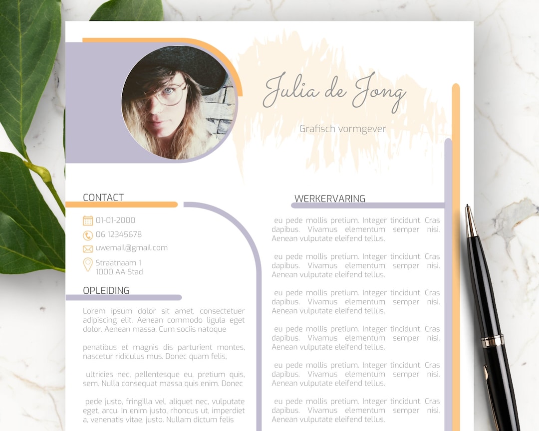 CV Template Creatief Canva Ontwerp CV Sjabloon Makkelijk Template Cv Google Docs Digitale ...