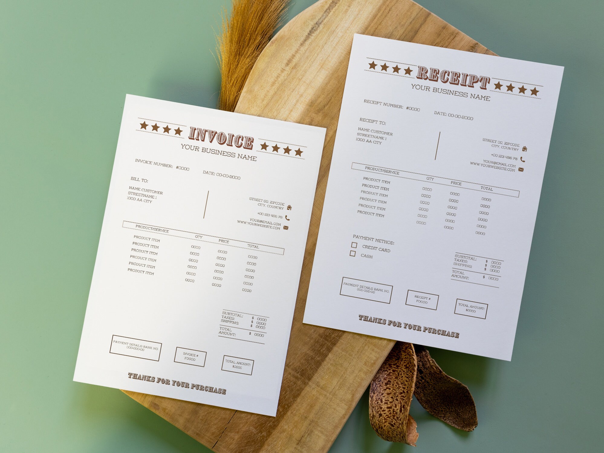 Simple Western Brown Editable Invoice Canva Template Printable Digital ...