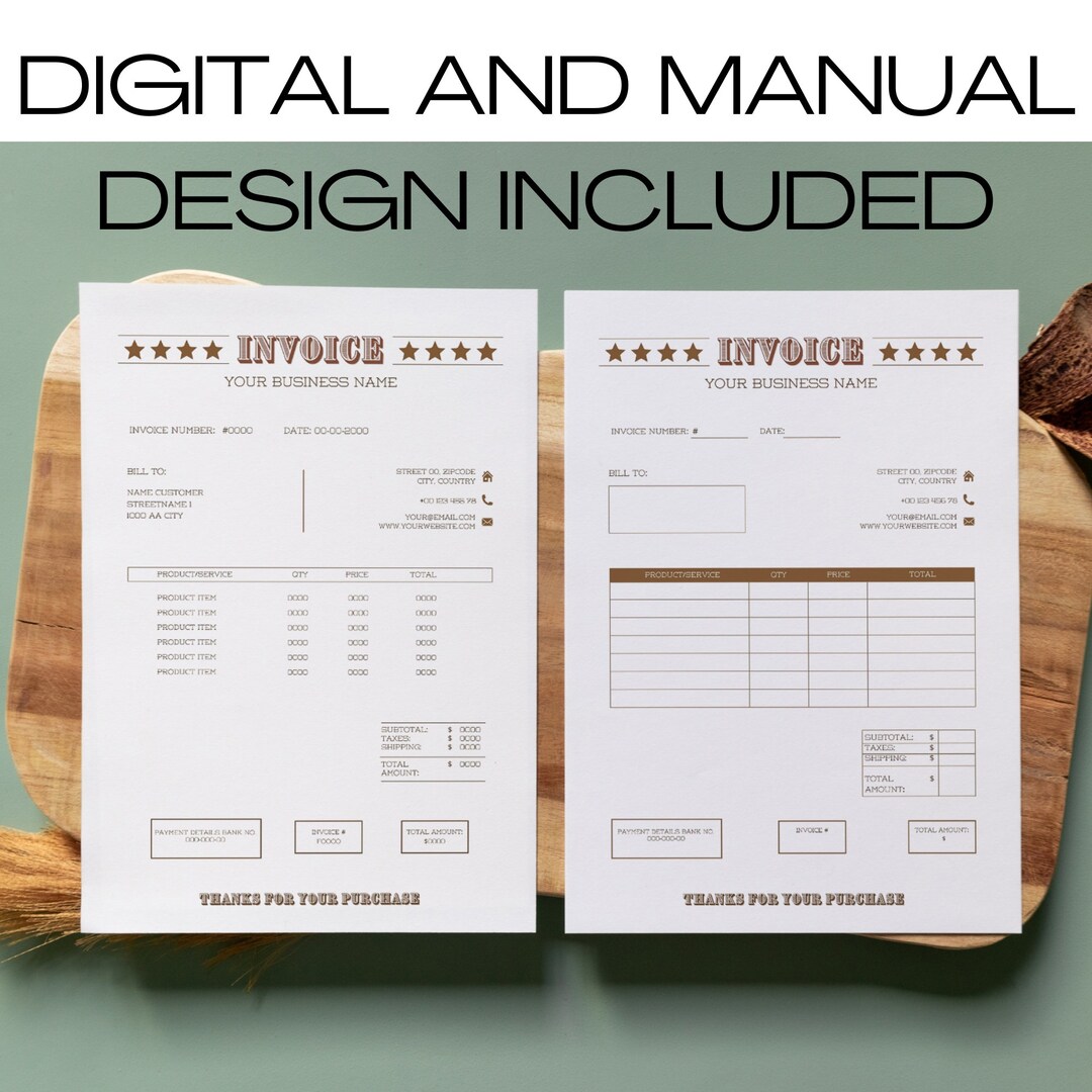 Simple Western Brown Editable Invoice Canva Template Printable Digital ...