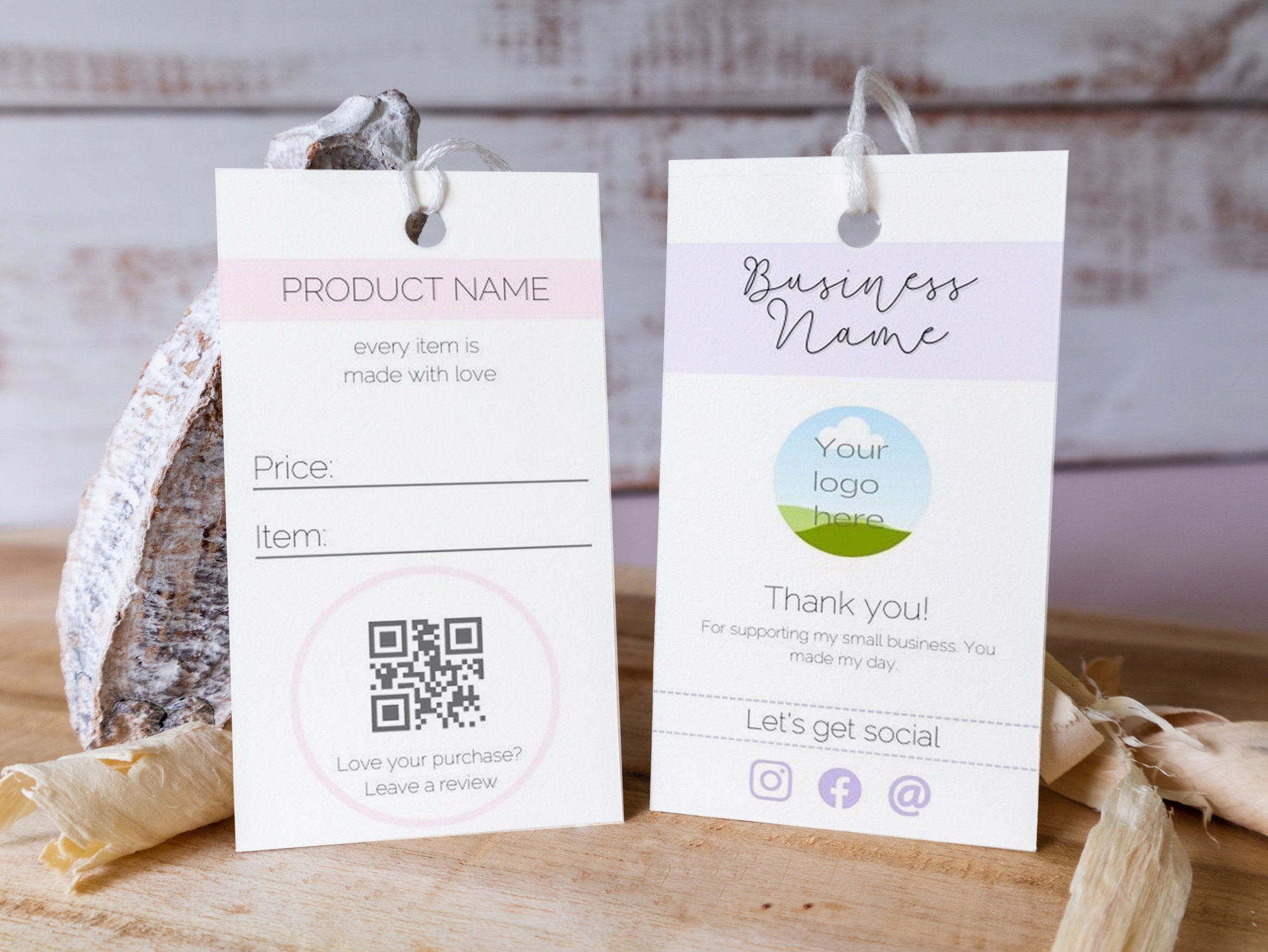 Pastel Pink Editable Price Tag Canva Template With Logo Business ...