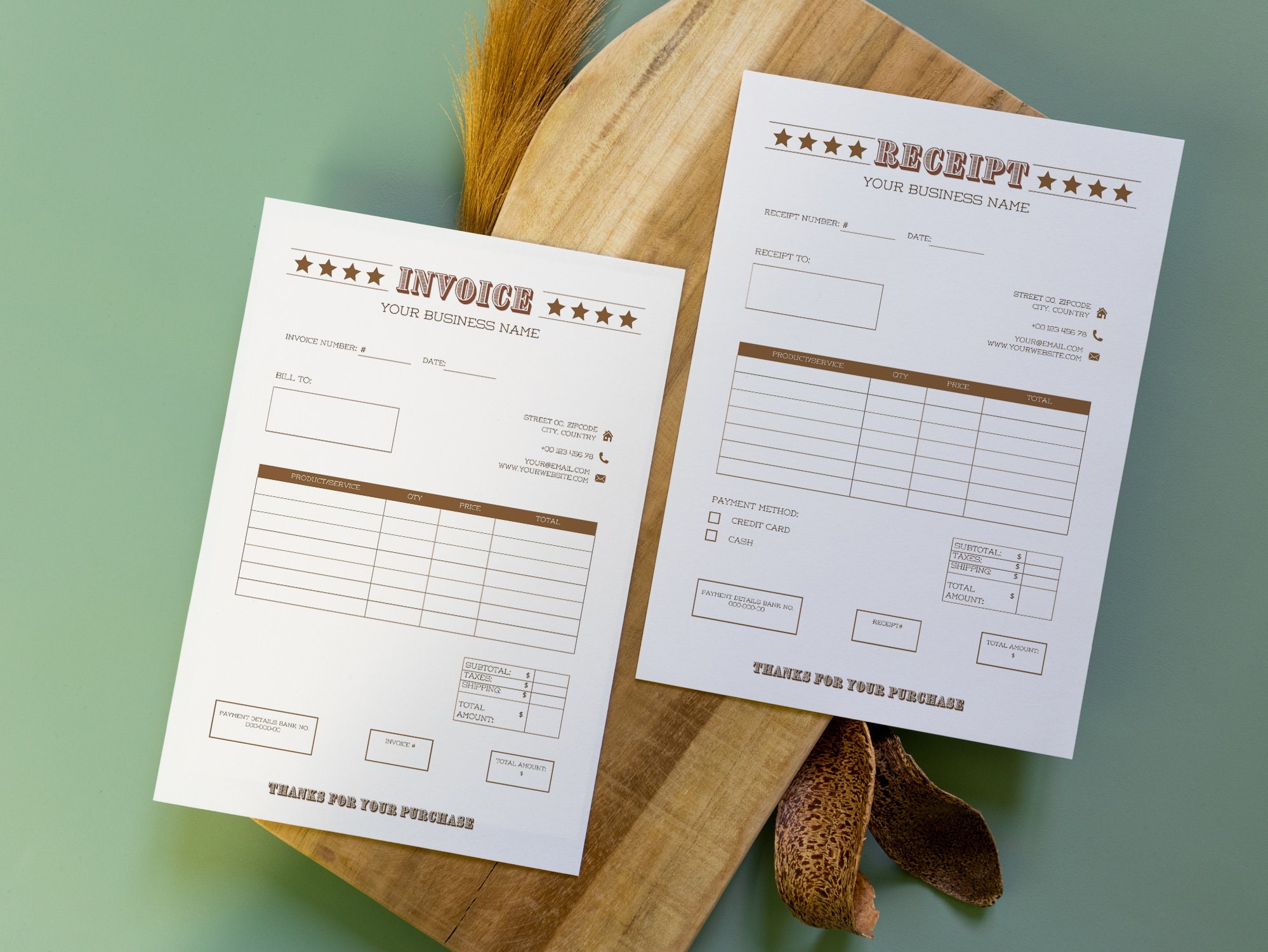 Simple Western Brown Editable Invoice Canva Template Printable Digital ...