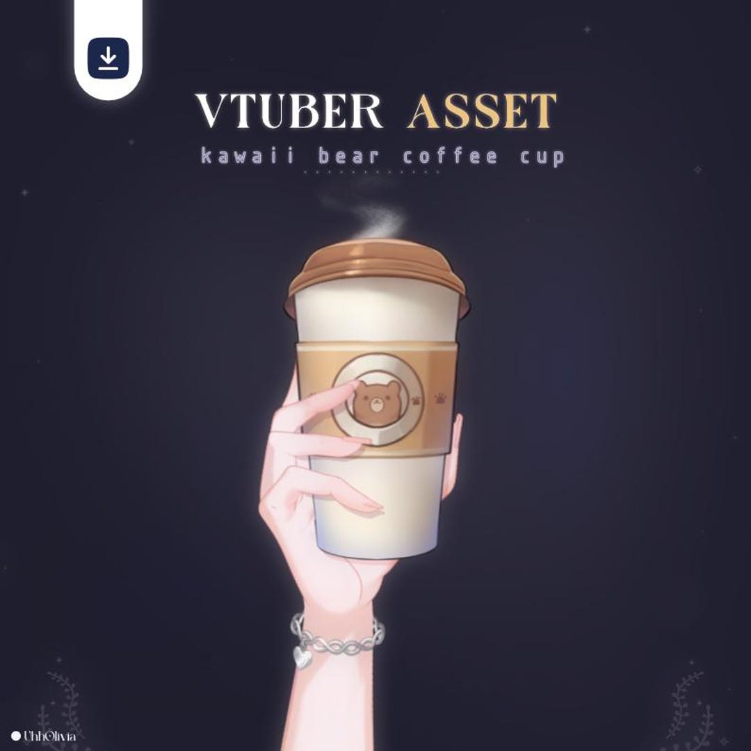 Rigged Vtuber Asset - Kawaii Bear Animated Coffee Cup + 3 Extra Color Variations | Vtuber Asset ...