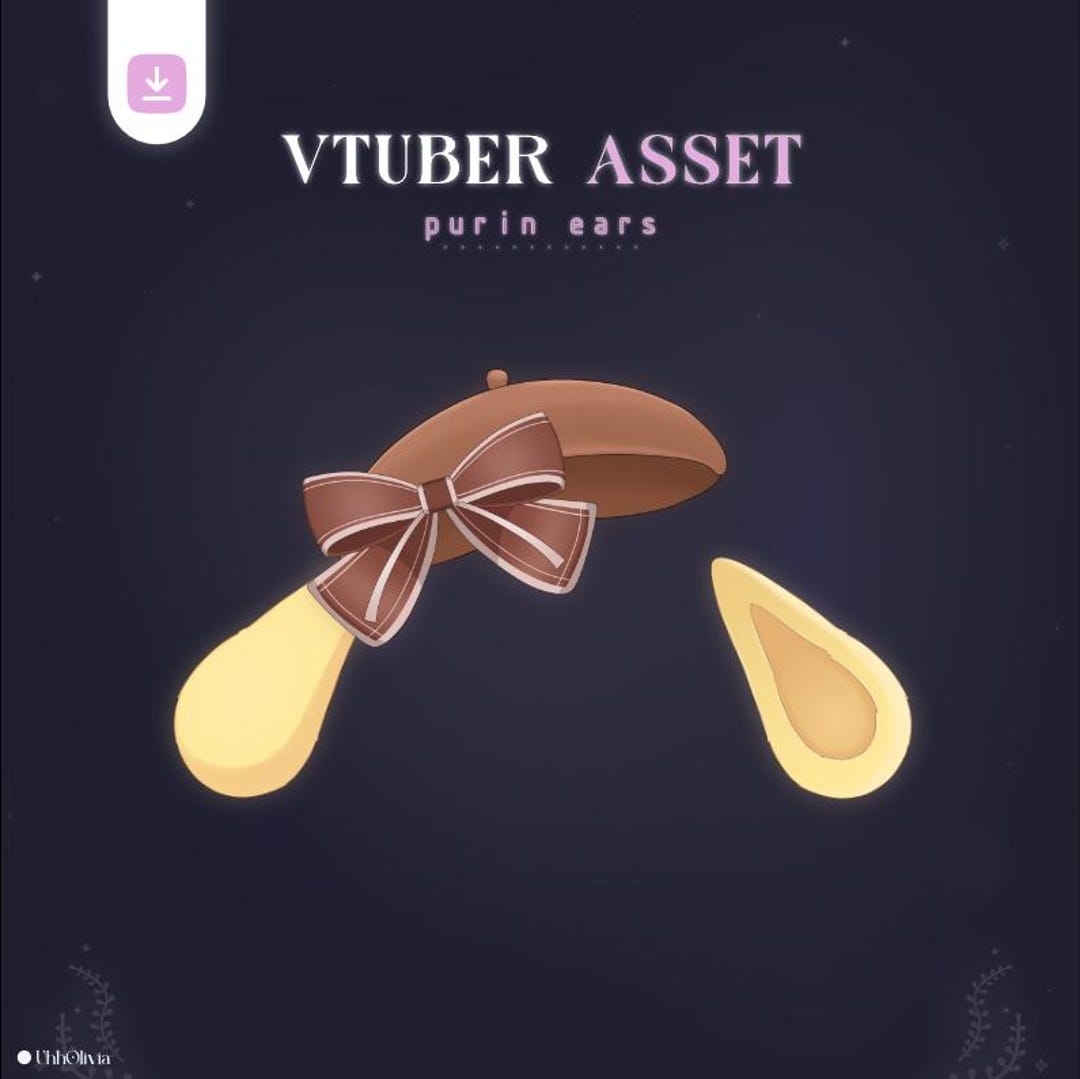 Rigged Vtuber Asset - Purin Hat & Ears + 10 Extra Color Variations ...
